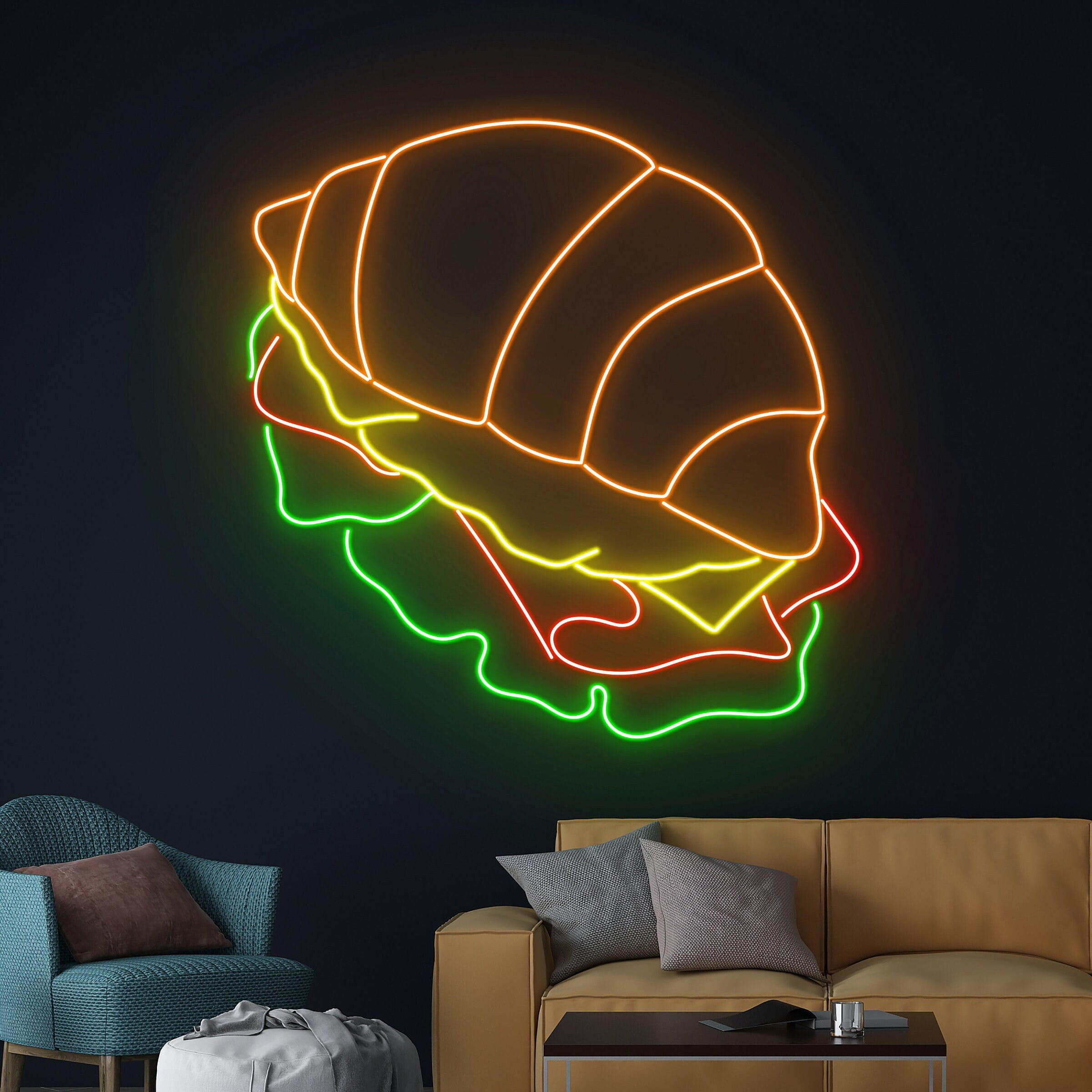 Handmadetneonsign Cwasont Neon Sign, Croissant Neon Light, Croissant ...