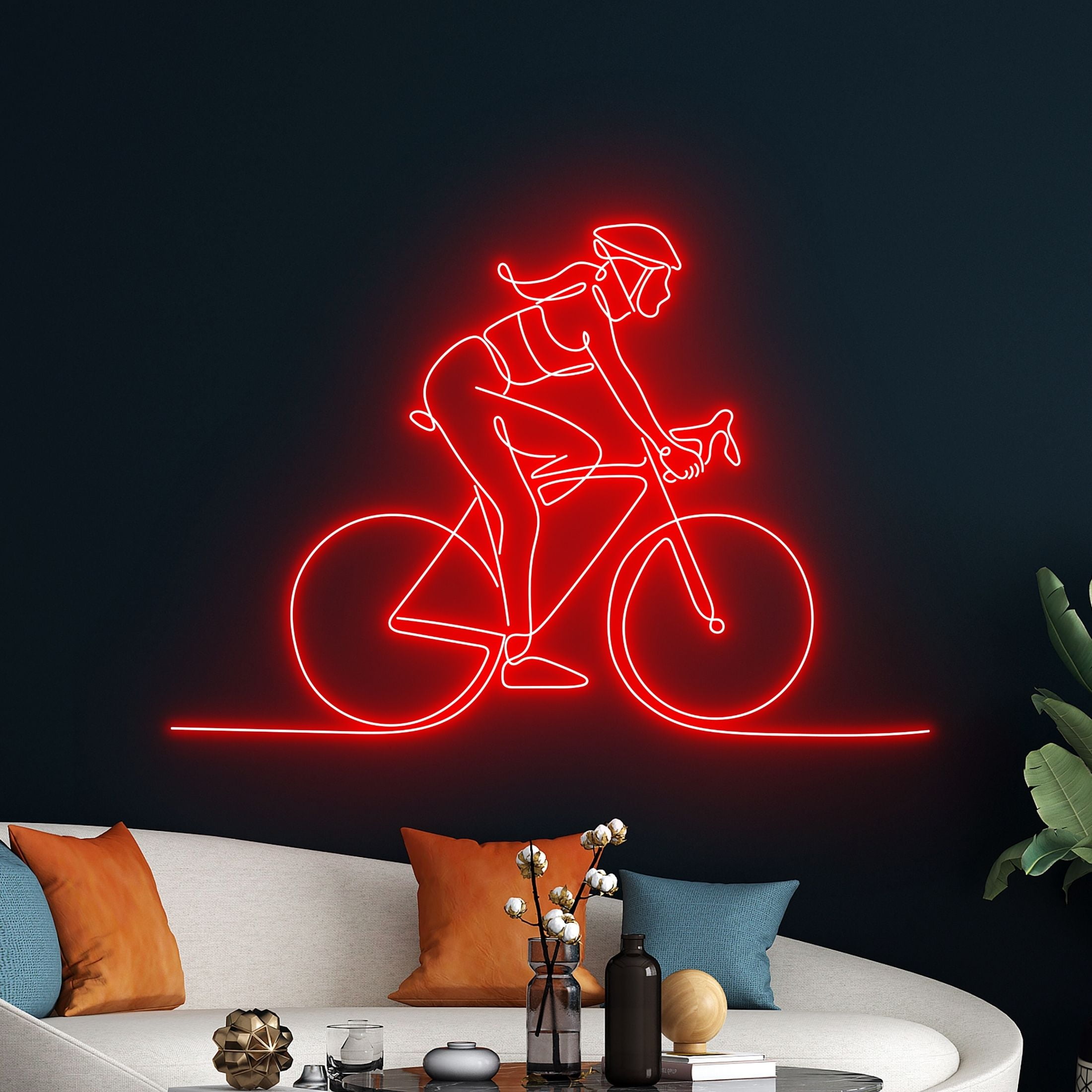 Handmadetneonsign Cyclist Riding Bicycle Neon Sign, Cyclist Neon Led ...
