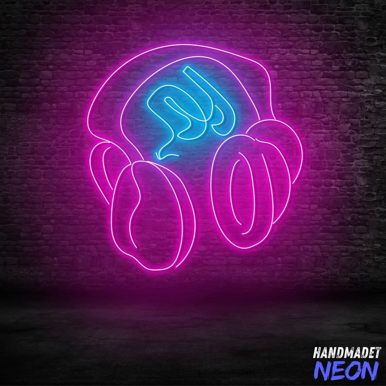 Handmadetneonsign DJ Neon Sign, Headphone LED Light for Music Room ...