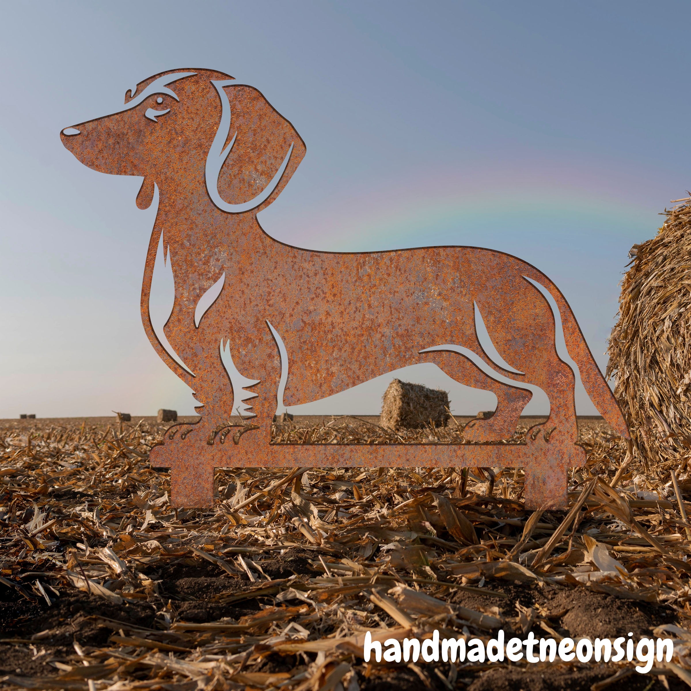 Handmadetneonsign Dachshund Dog Rusty Metal Stake, Dachshund Yard Stake ...