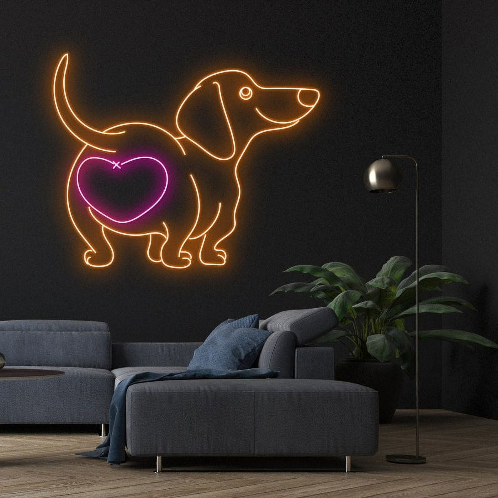 Handmadetneonsign Dachshund Heart Butt Neon Sign, Dachshund Butt Neon ...