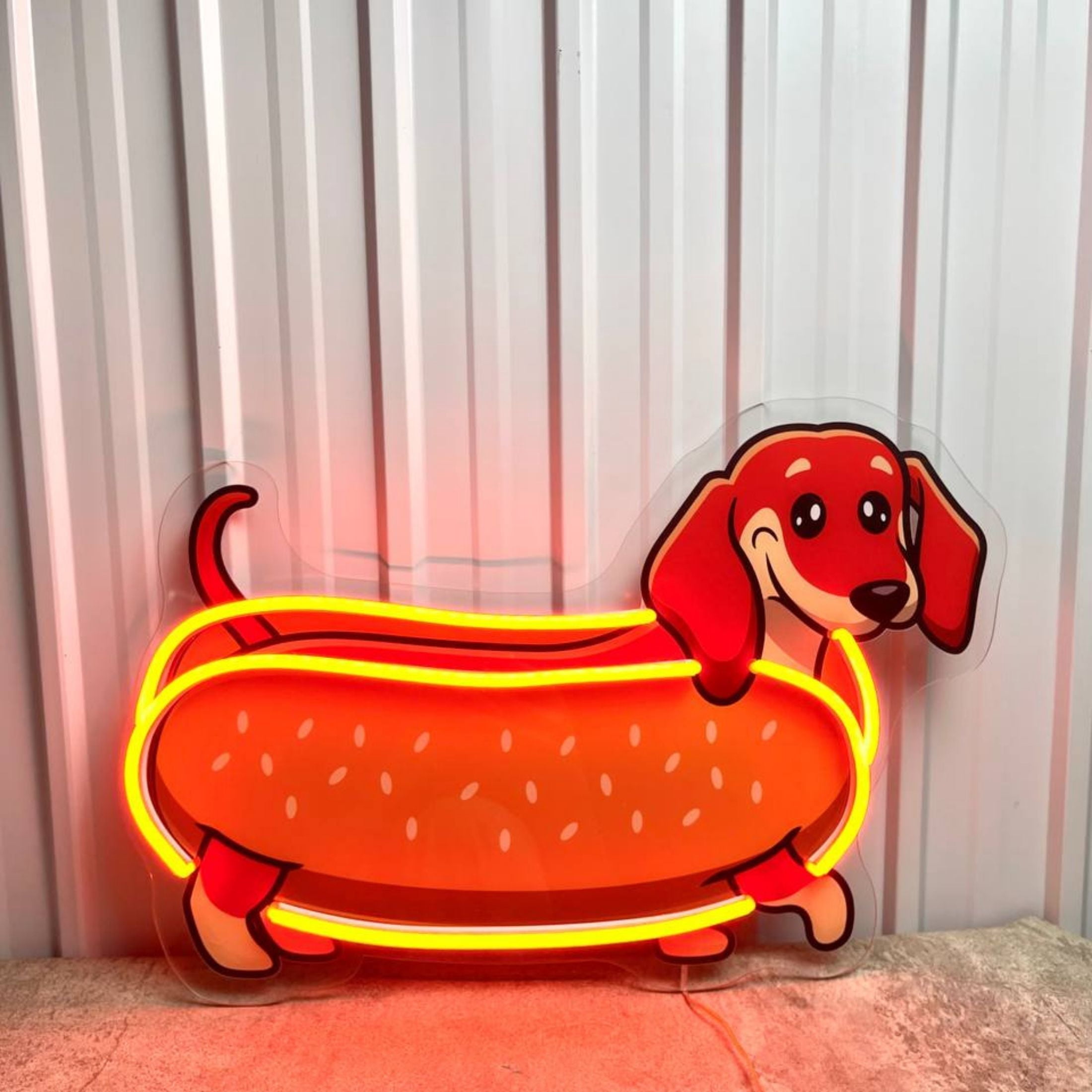 Handmadetneonsign Dachshund Hot Dog Acrylic Print Neon Sign, Hot Dog ...