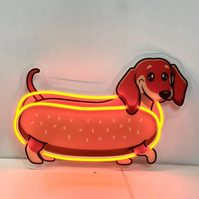 Handmadetneonsign Dachshund Hotdog Decal Printed Neon Light, Dachshund ...