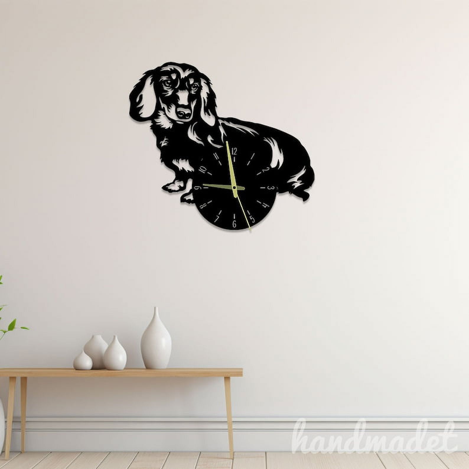 Handmadetneonsign Dachshund Wall Clock Unique, Text Oversize Wall Clock ...