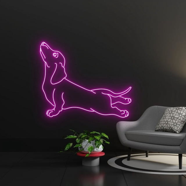 Handmadetneonsign Dachshund Yoga Pose Neon Signs, Dachshund LED Lights ...