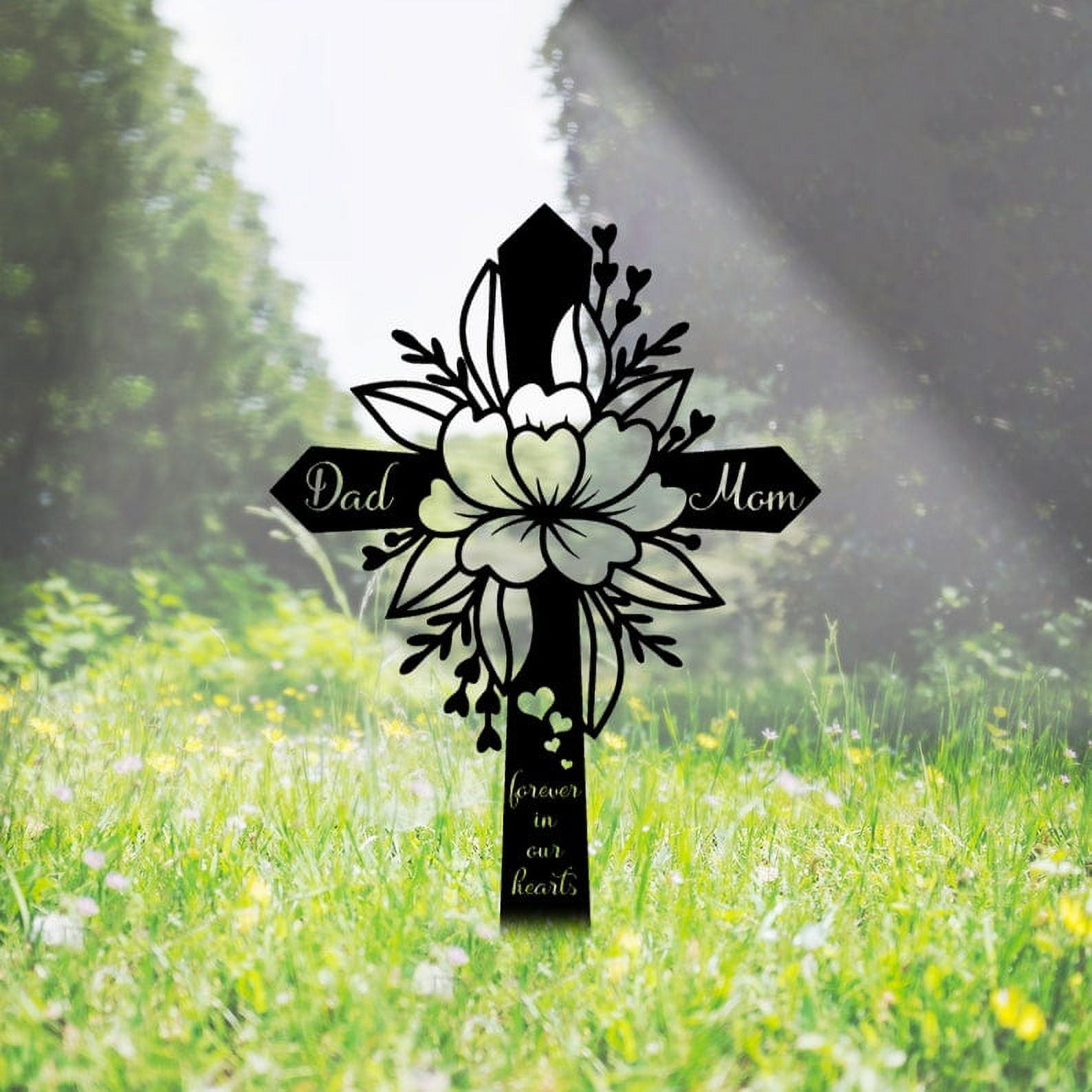 Handmadetneonsign Dad And Mom Grave Memorial Metal With Stake, Cemetery ...
