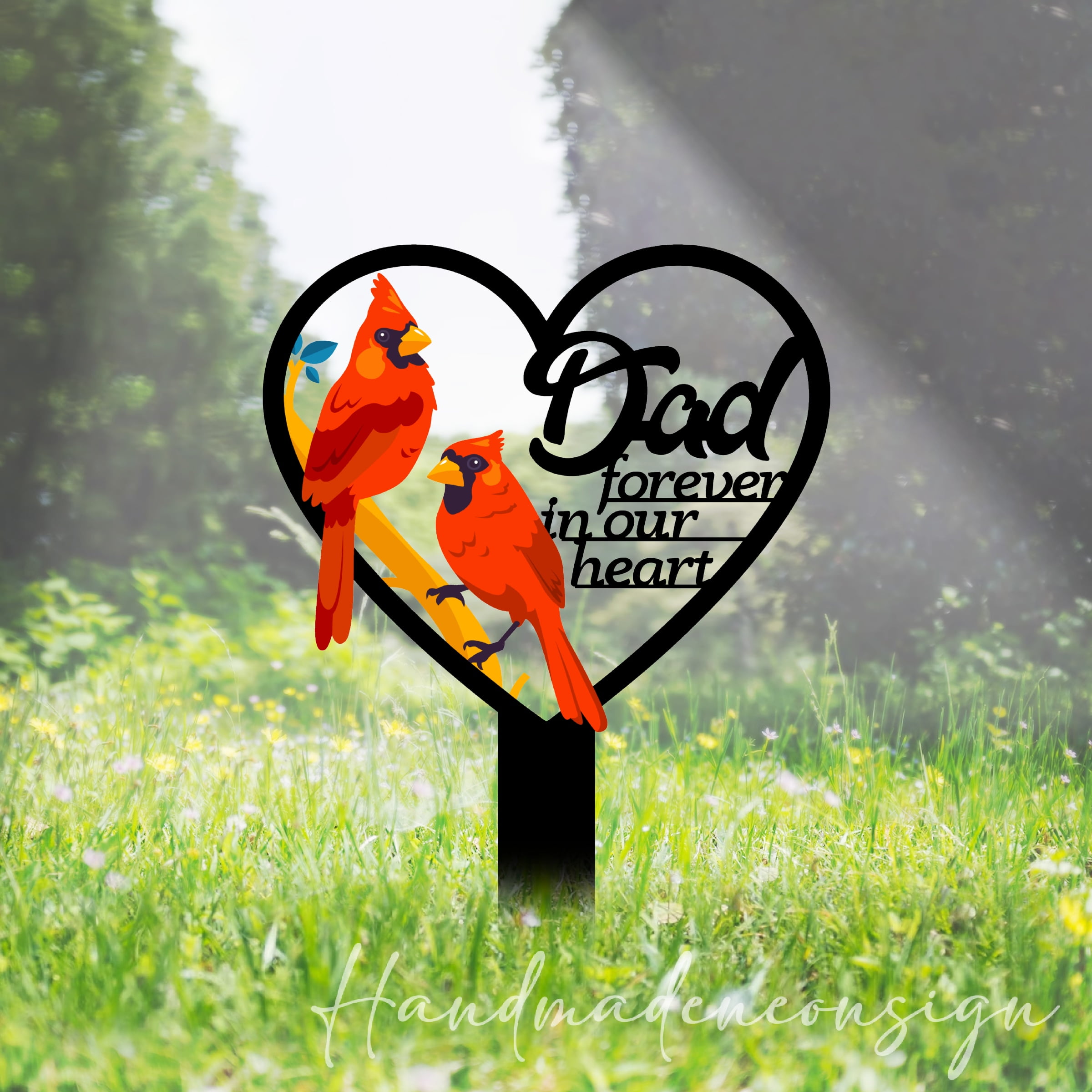 Handmadetneonsign Dad Cemetery Cardinal Memorial Stake, Dad Memorial ...