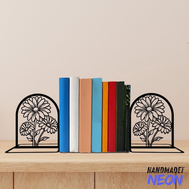 Handmadetneonsign Daisy Flower Metal Bookends, Daisy Flower Name ...
