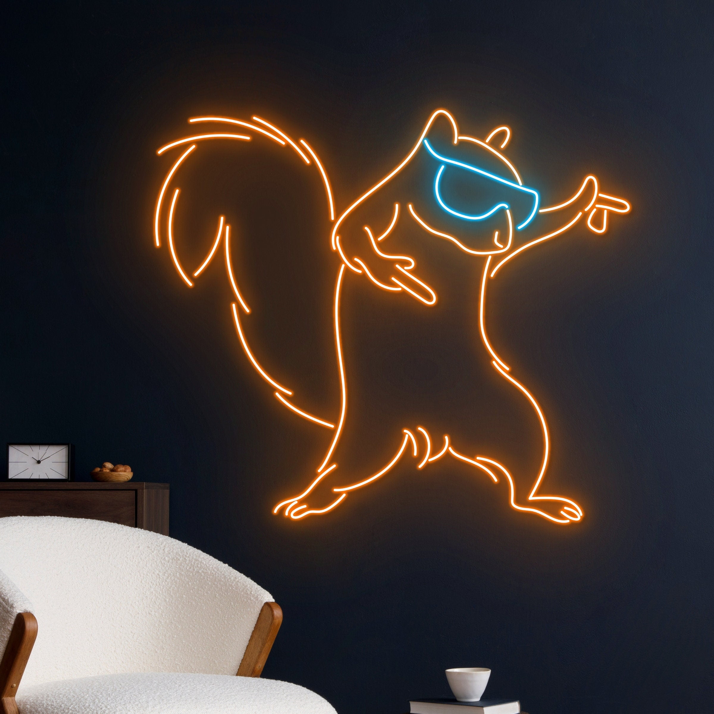 Handmadetneonsign Dancing Squirrel Neon Sign, Squirrel Glasses Neon ...