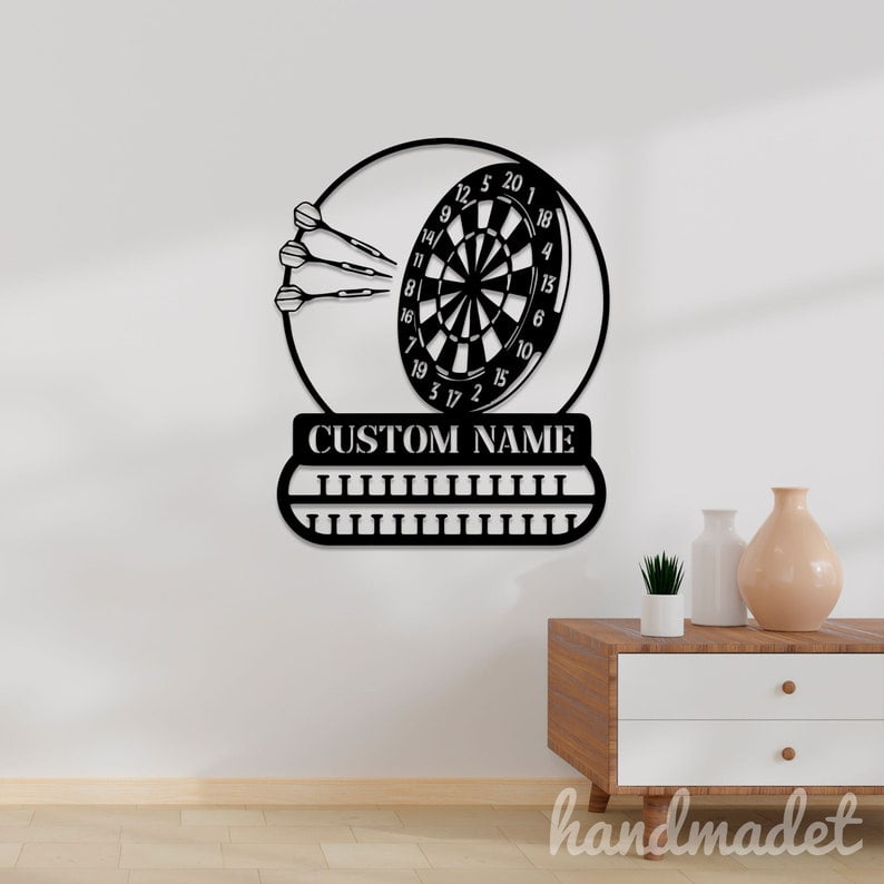 Handmadetneonsign Dartboard Medal Hanger Metal Wall Art Light, Darts ...