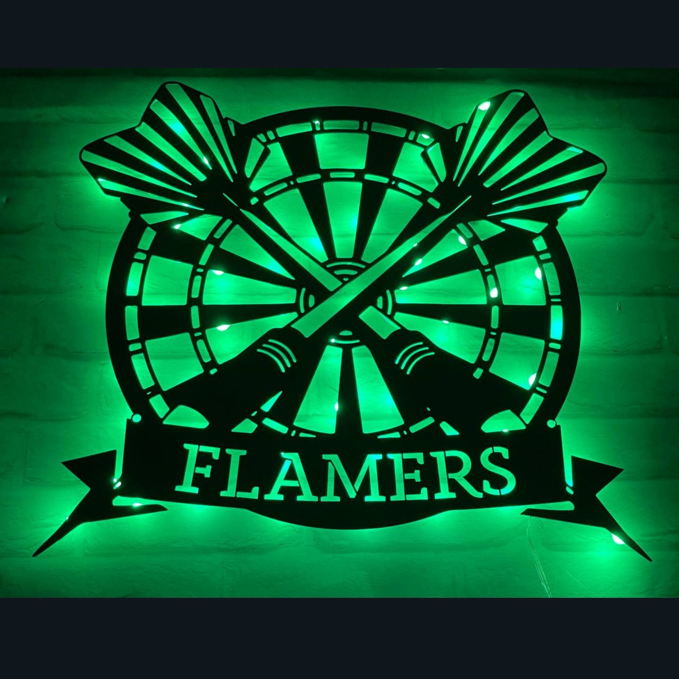 Handmadetneonsign Darts Board Metal Wall Art Light, Darts Board Metal ...