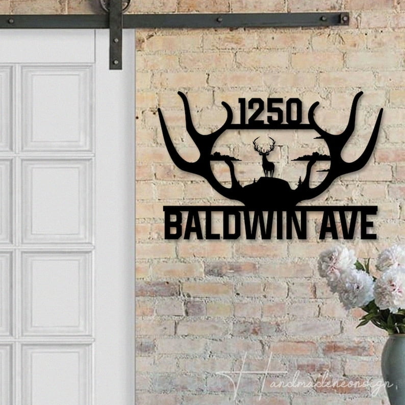 Handmadetneonsign Deer House Number Metal Wall Art LED Light ...