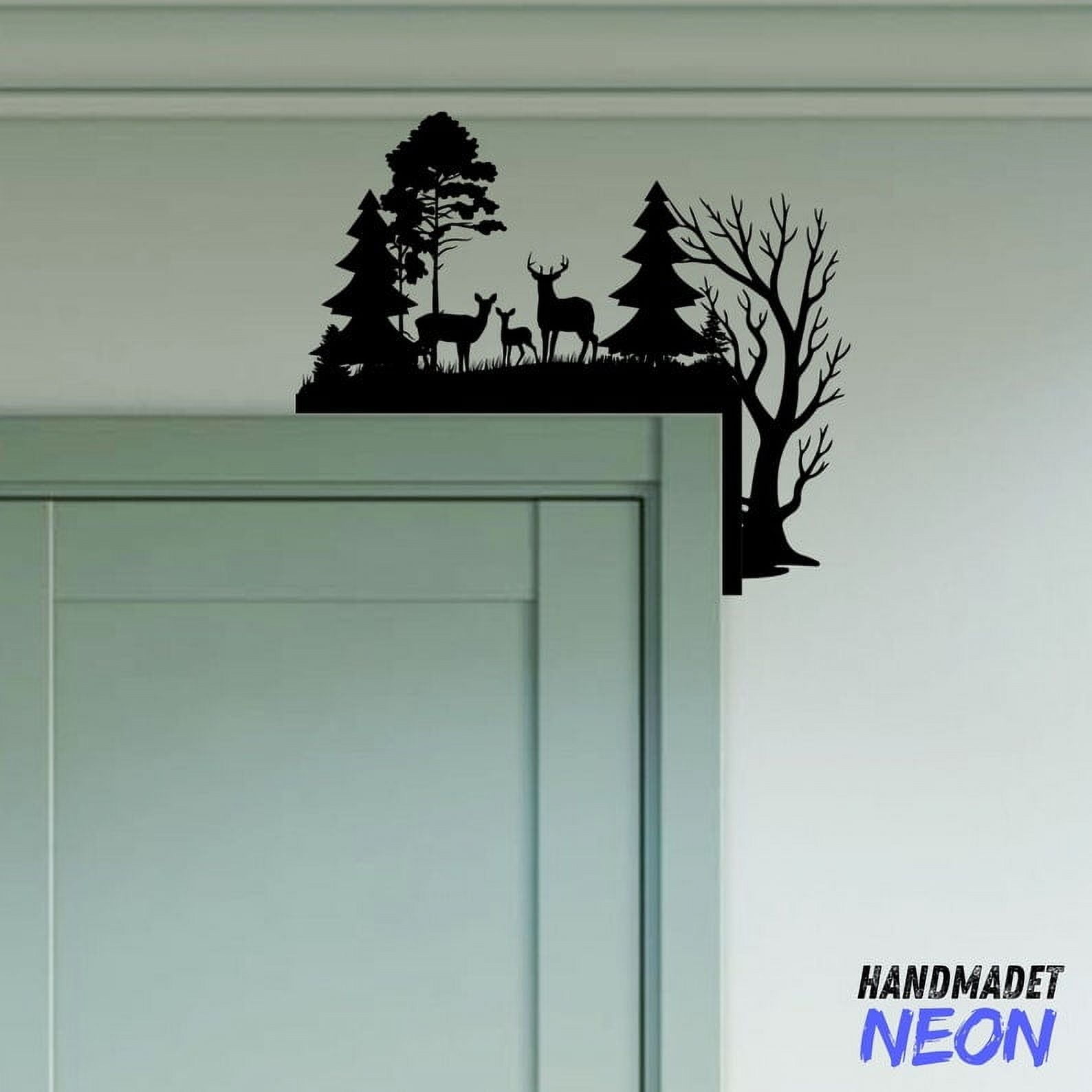 Handmadetneonsign Deer Hunting Door Corner Sign, Deer Forest Metal Door ...