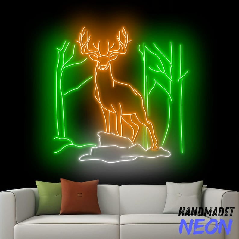 Handmadetneonsign Deer Hunting Neon Sign, Deer Neon Light, Deer Animal ...