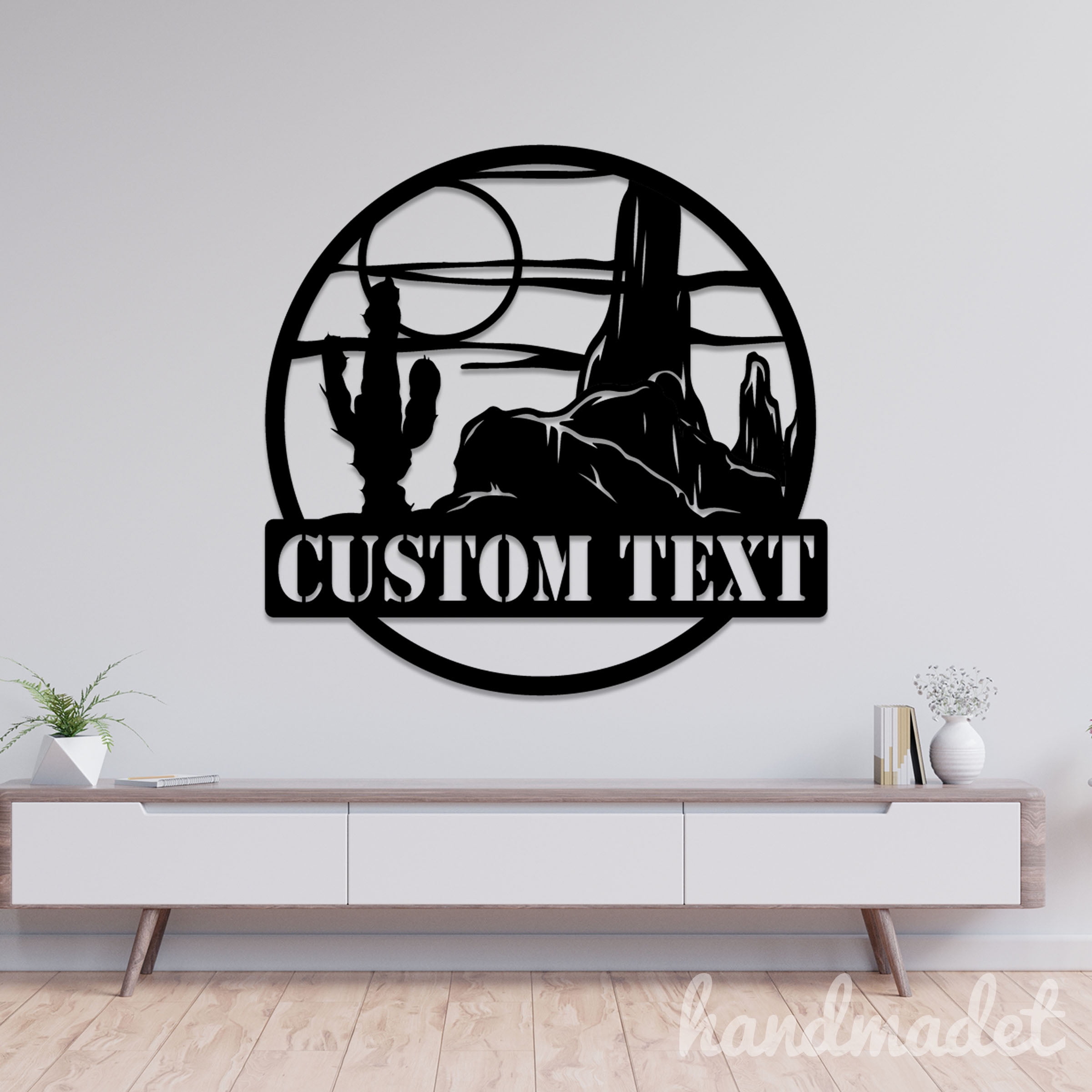 Handmadetneonsign Desert Metal Wall Art Light, Desert Cactus Metal Sign ...