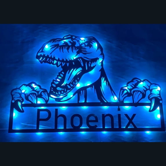 Handmadetneonsign Dinosaur Metal Wall Art Light, Dinosaur Metal Sign ...
