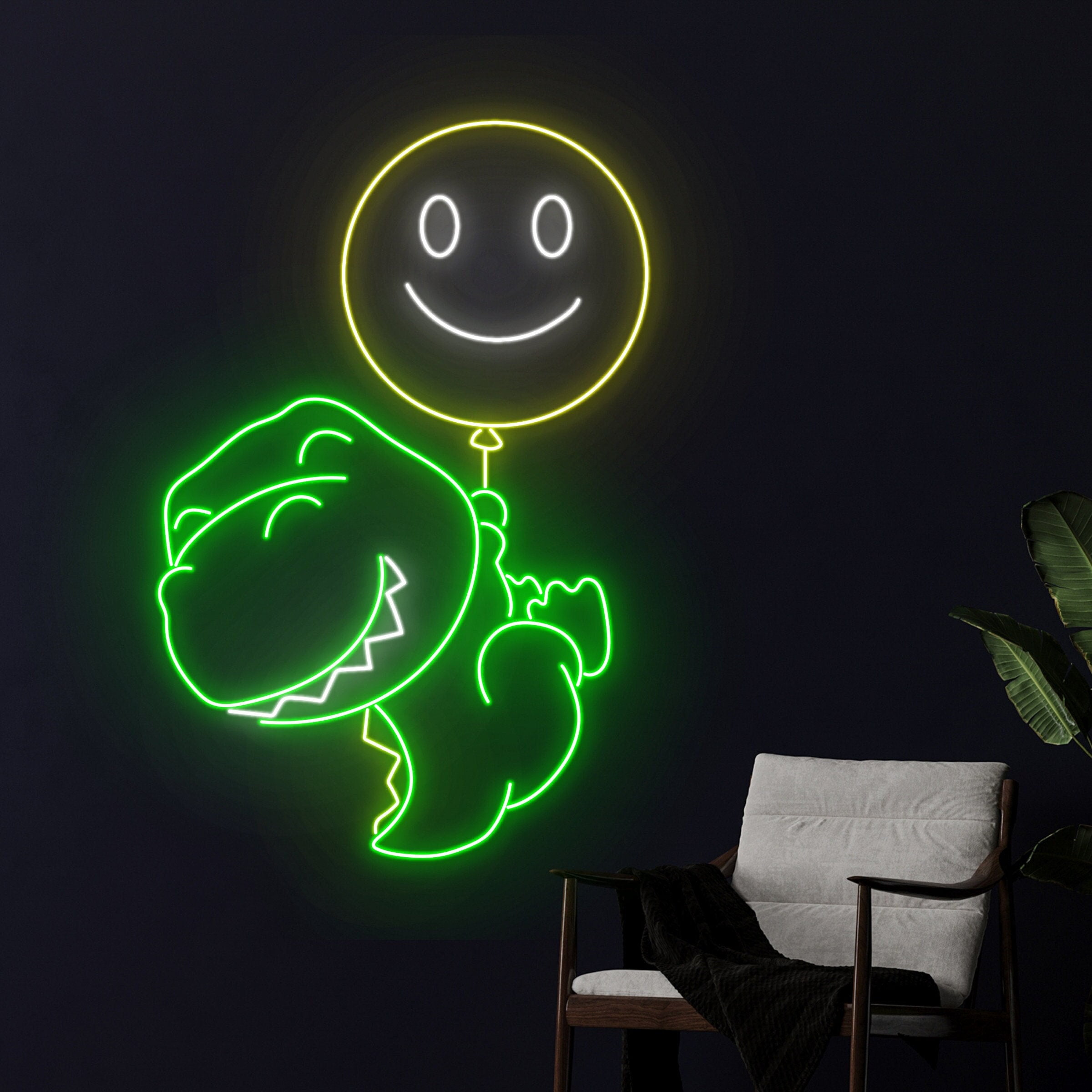 Handmadetneonsign Dinosaur Smile Balloon Neon Sign, Balloon Dinosaur ...