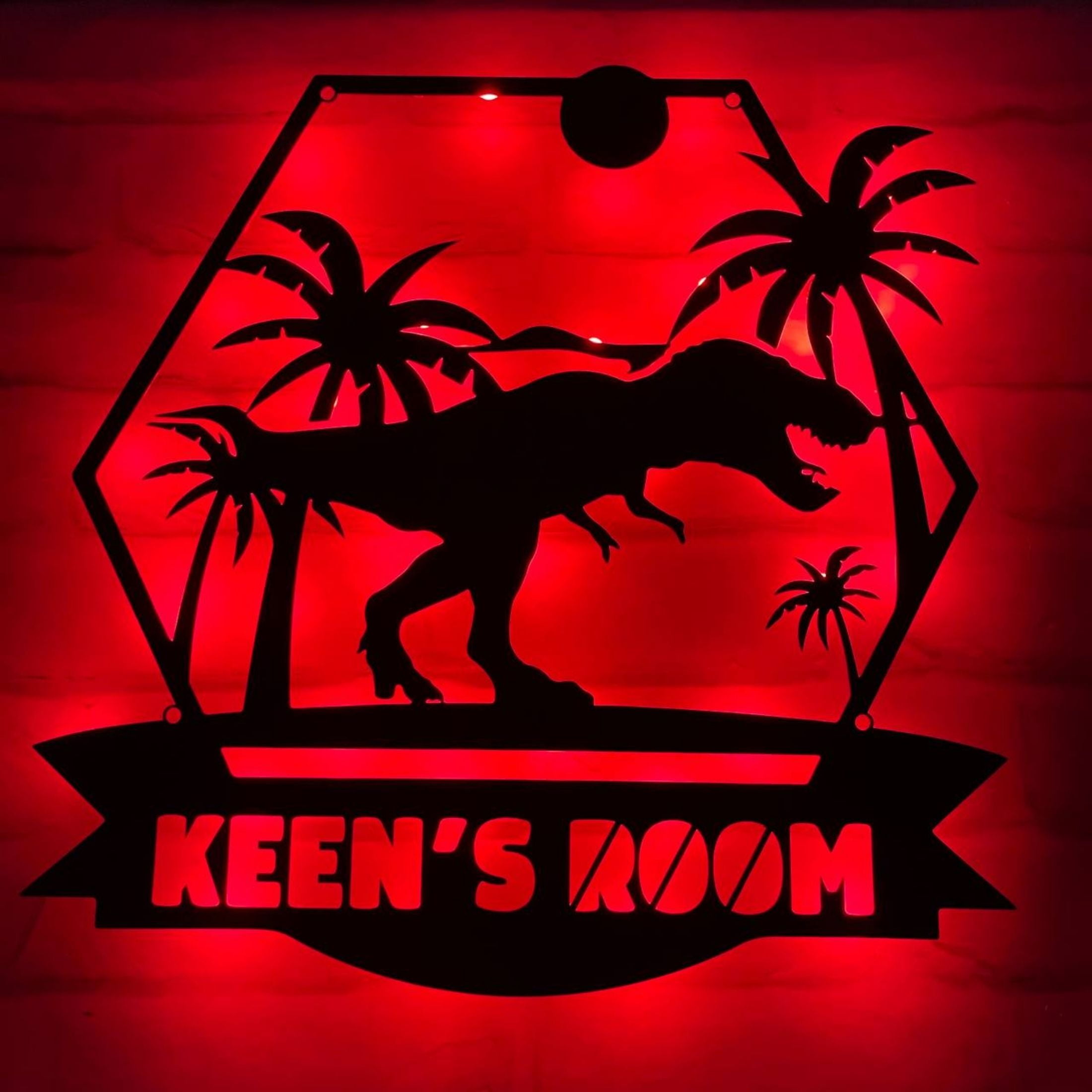 Handmadetneonsign Dinosaur World Metal Wall Art Light, Dinosaur Metal ...