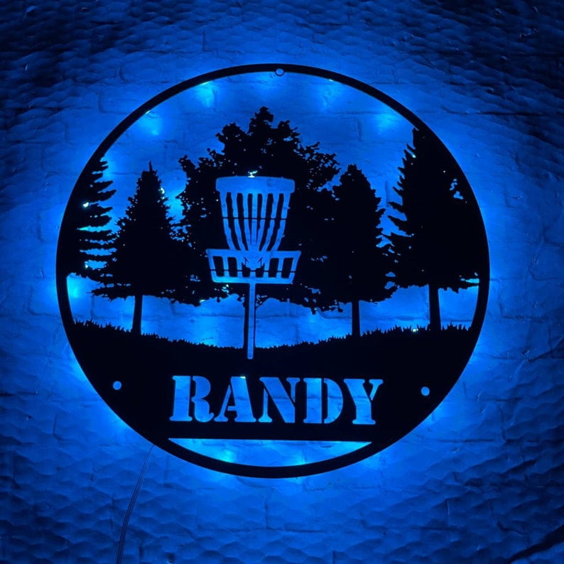 Handmadetneonsign Disc Golf Metal Wall Art, Disc Golf Metal Sign Wall ...