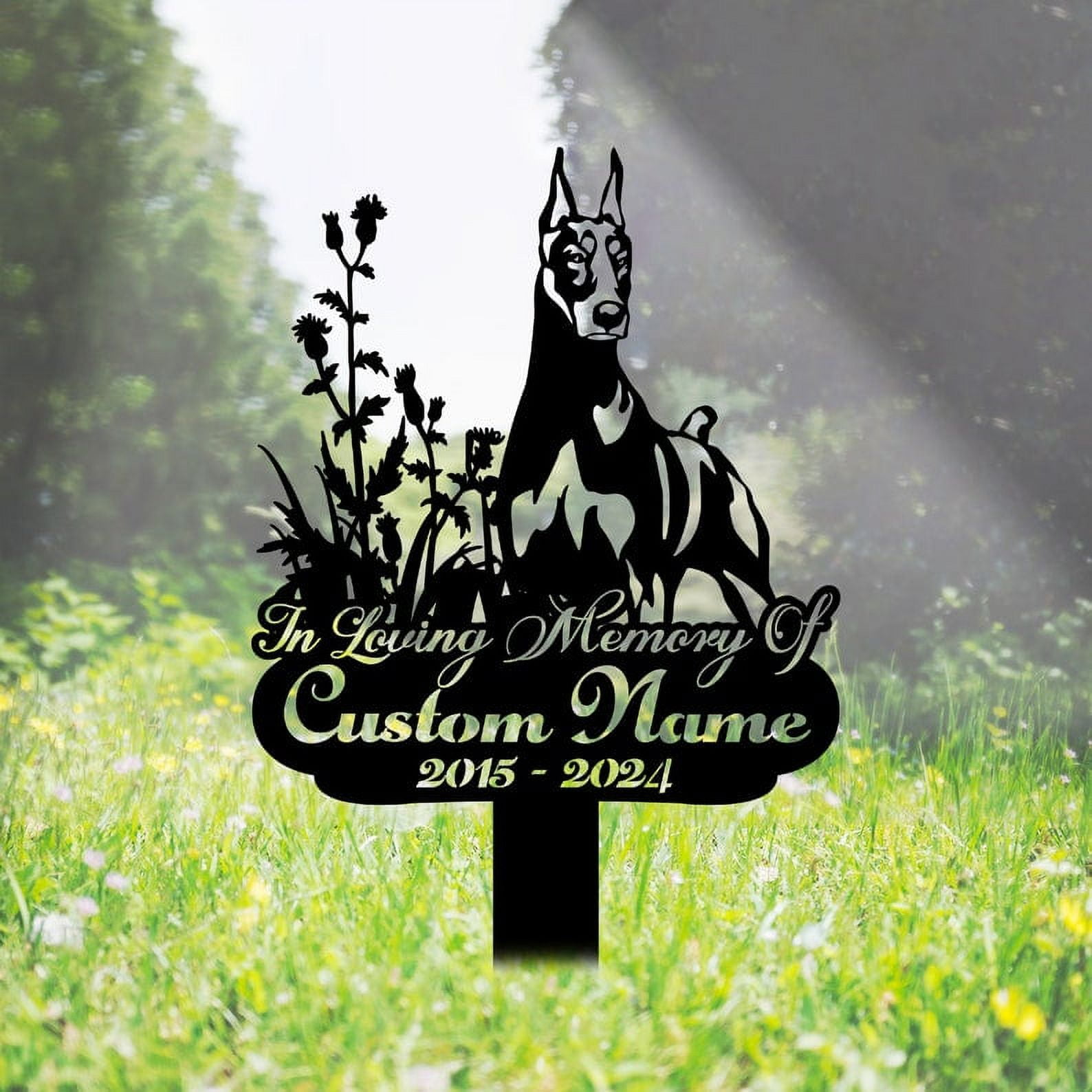 Handmadetneonsign Doberman Memorial Metal With Stake, Doberman Dog ...