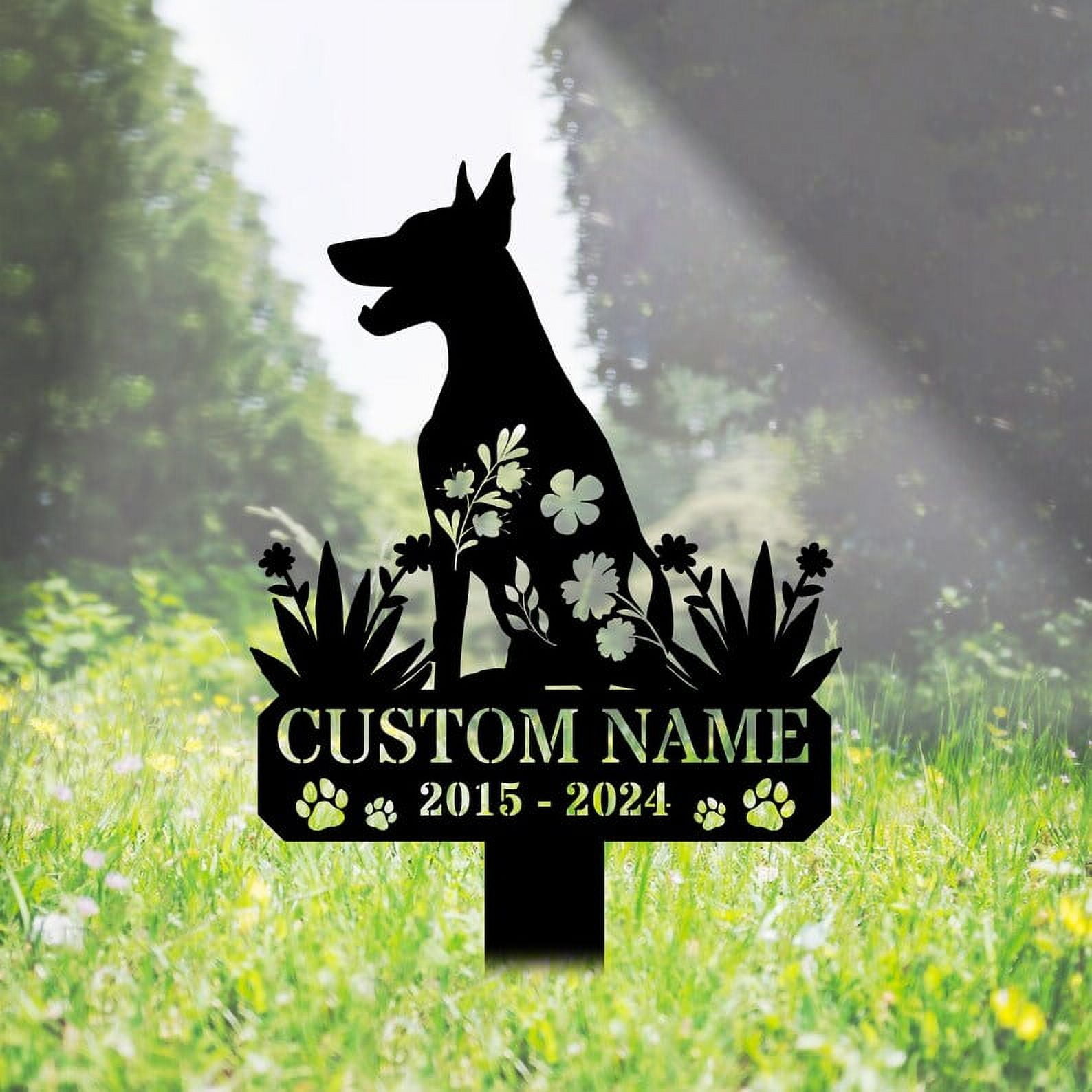 Handmadetneonsign Doberman Pinscher Dog Memorial Metal With Stake ...