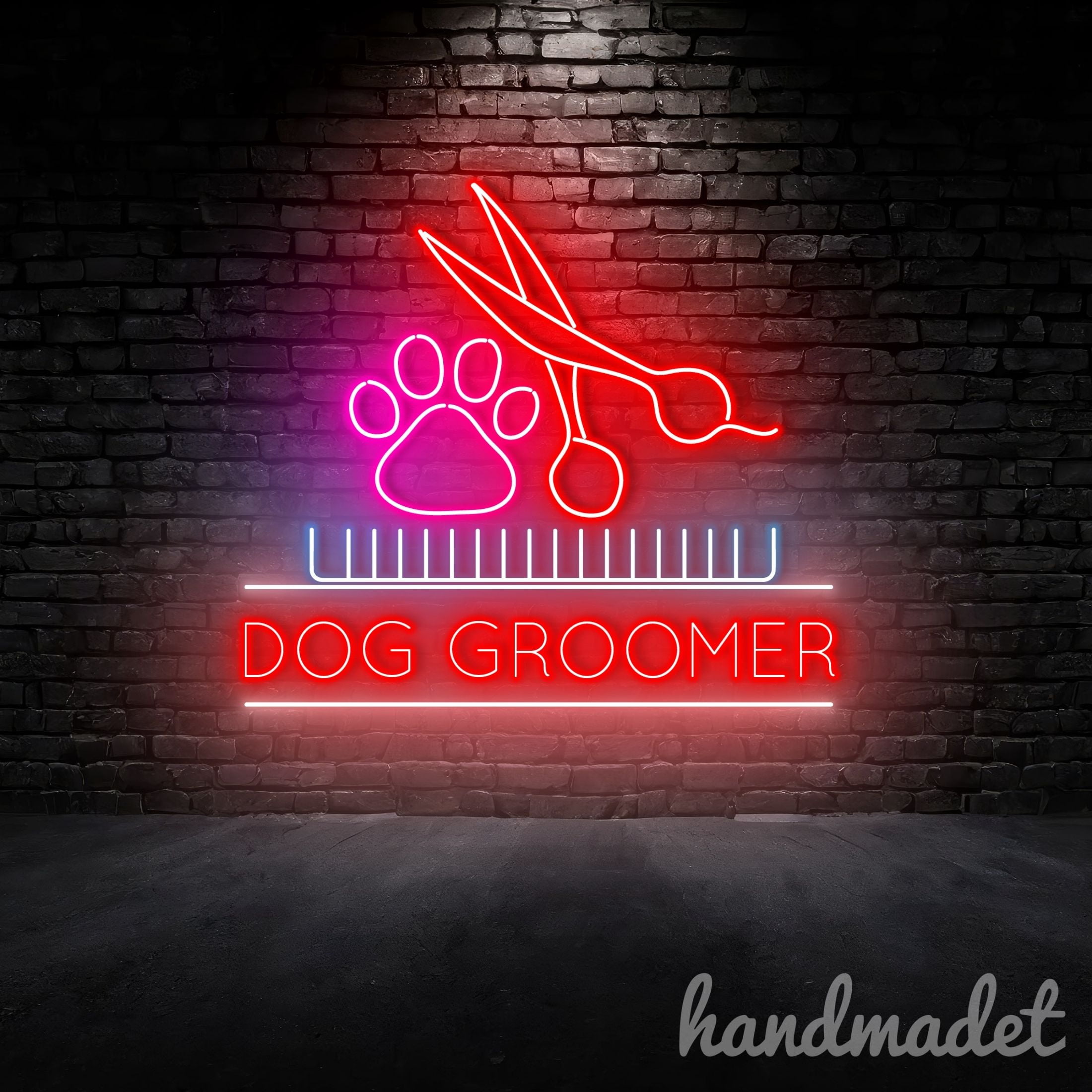 Handmadetneonsign Dog Groomer Neon Sign, Grooming Spa Wall Art Decor ...