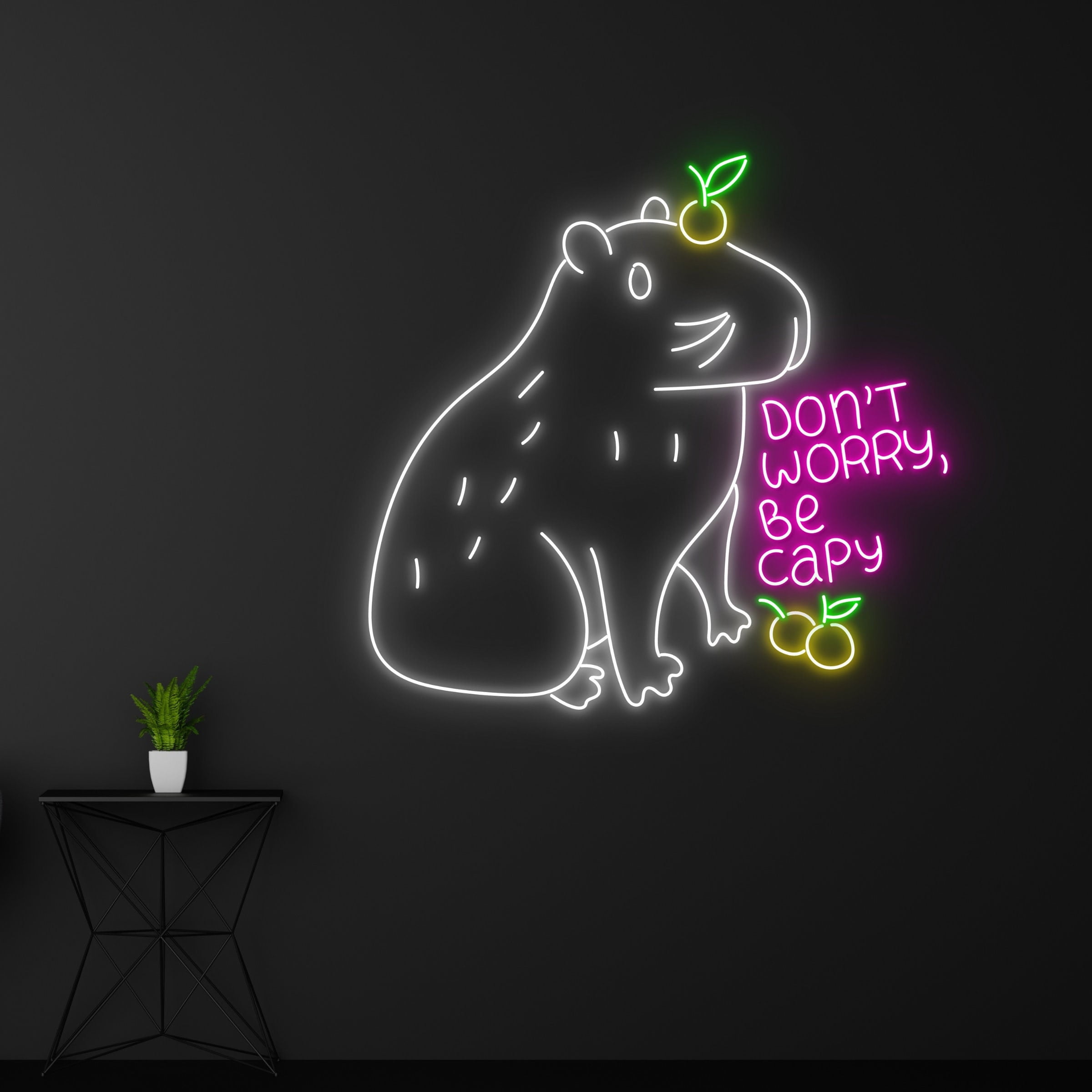 Handmadetneonsign Don't Worry Be Capy Capybara Neon Sign, Capybara Led ...