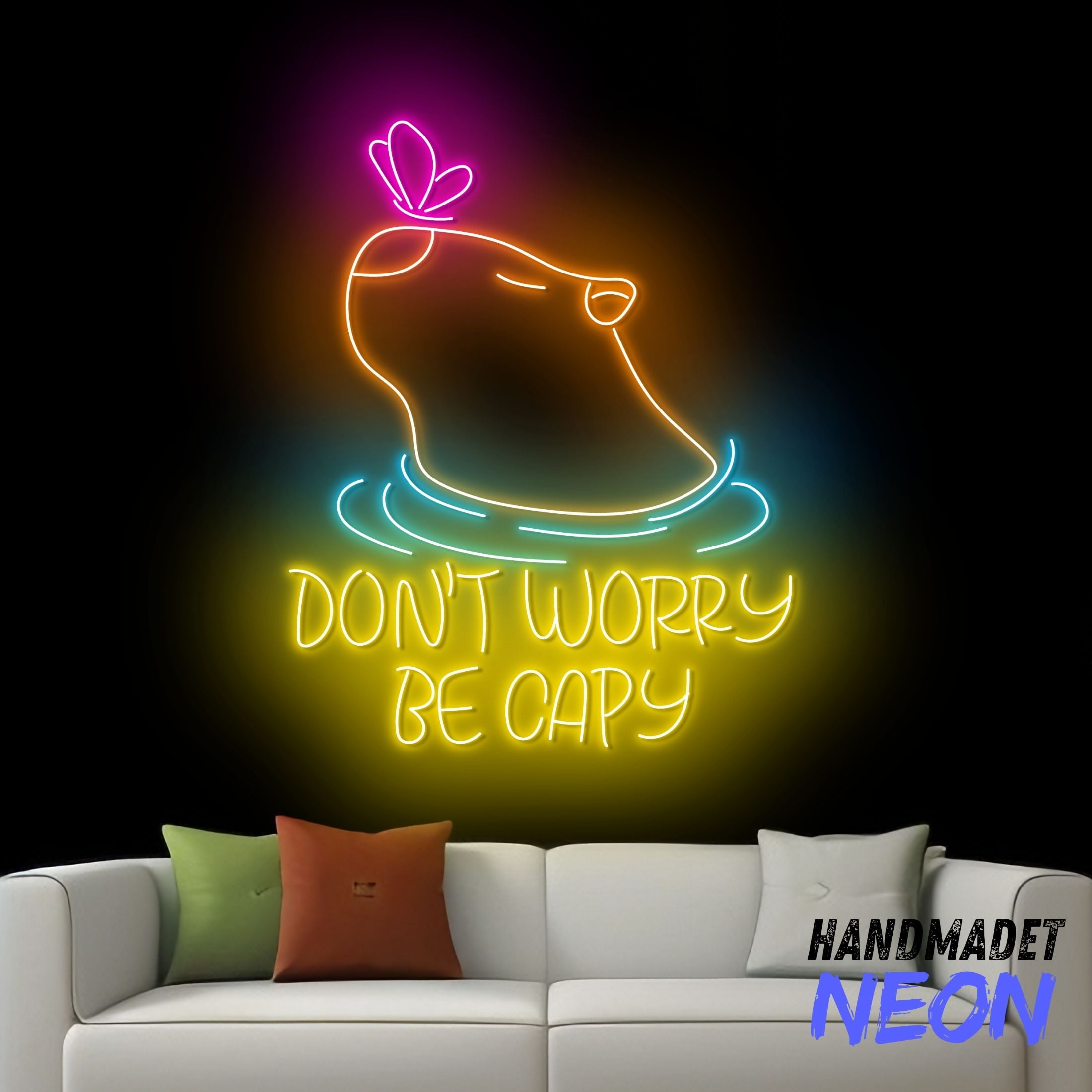 Handmadetneonsign Don't Worry Be Capy Neon Sign, Capybara Led Sign ...