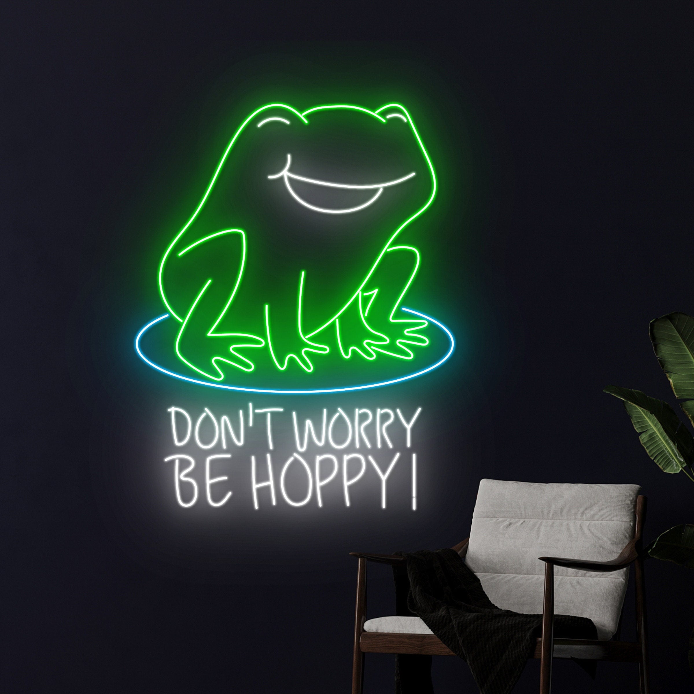 Handmadetneonsign Don't Worry Be Hoppy Frog Neon Light, Frog Led Light ...