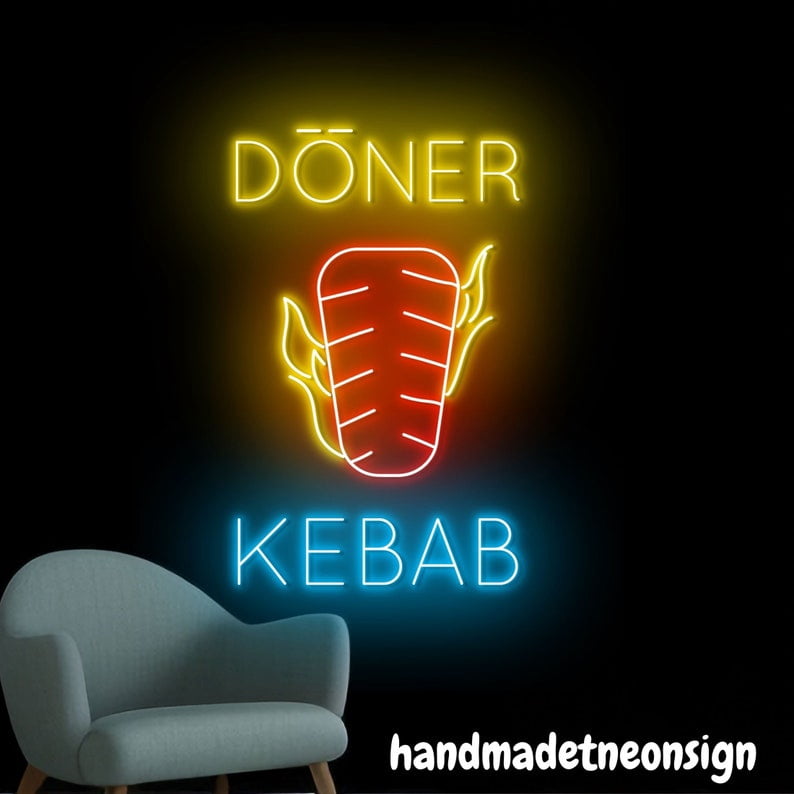Handmadetneonsign Doner Kebab Neon Sign, Doner Kebab Wall Art Decor ...