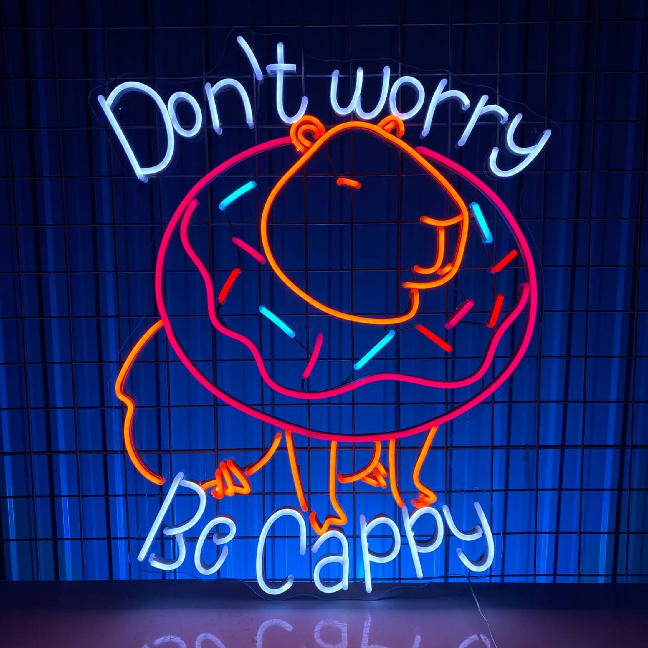 Handmadetneonsign Dont Worry Be Cappy Neon Sign, Capybara Wall Art ...