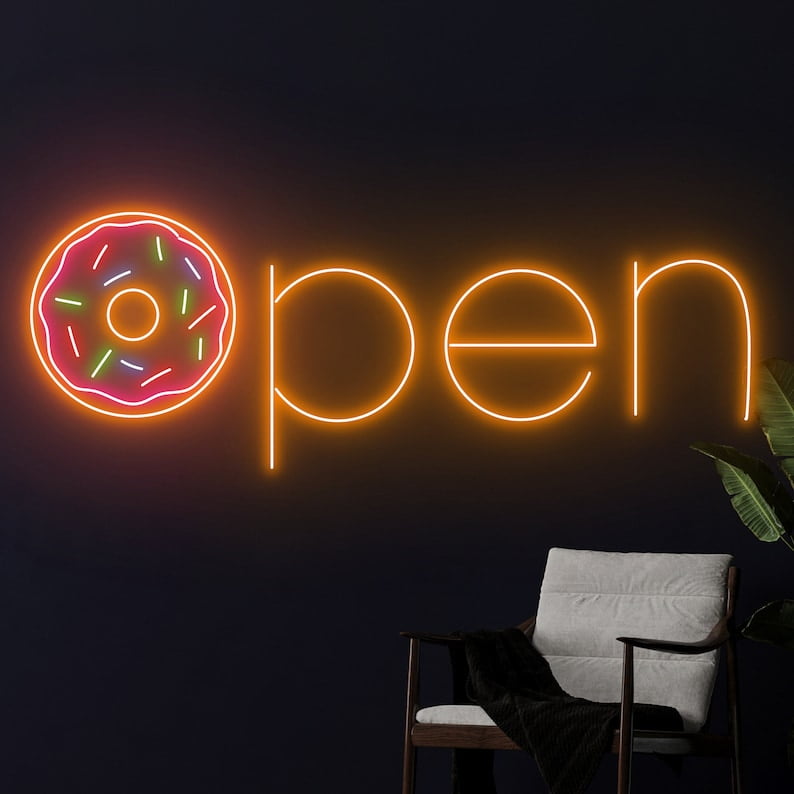 Handmadetneonsign Donut Open Neon Light, Donut Sprinkled With Love Neon ...