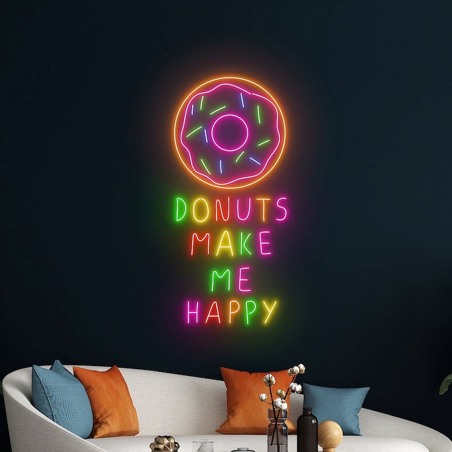 Handmadetneonsign Donuts Make Me Happy Neon Light, Donut Make Me Happy ...