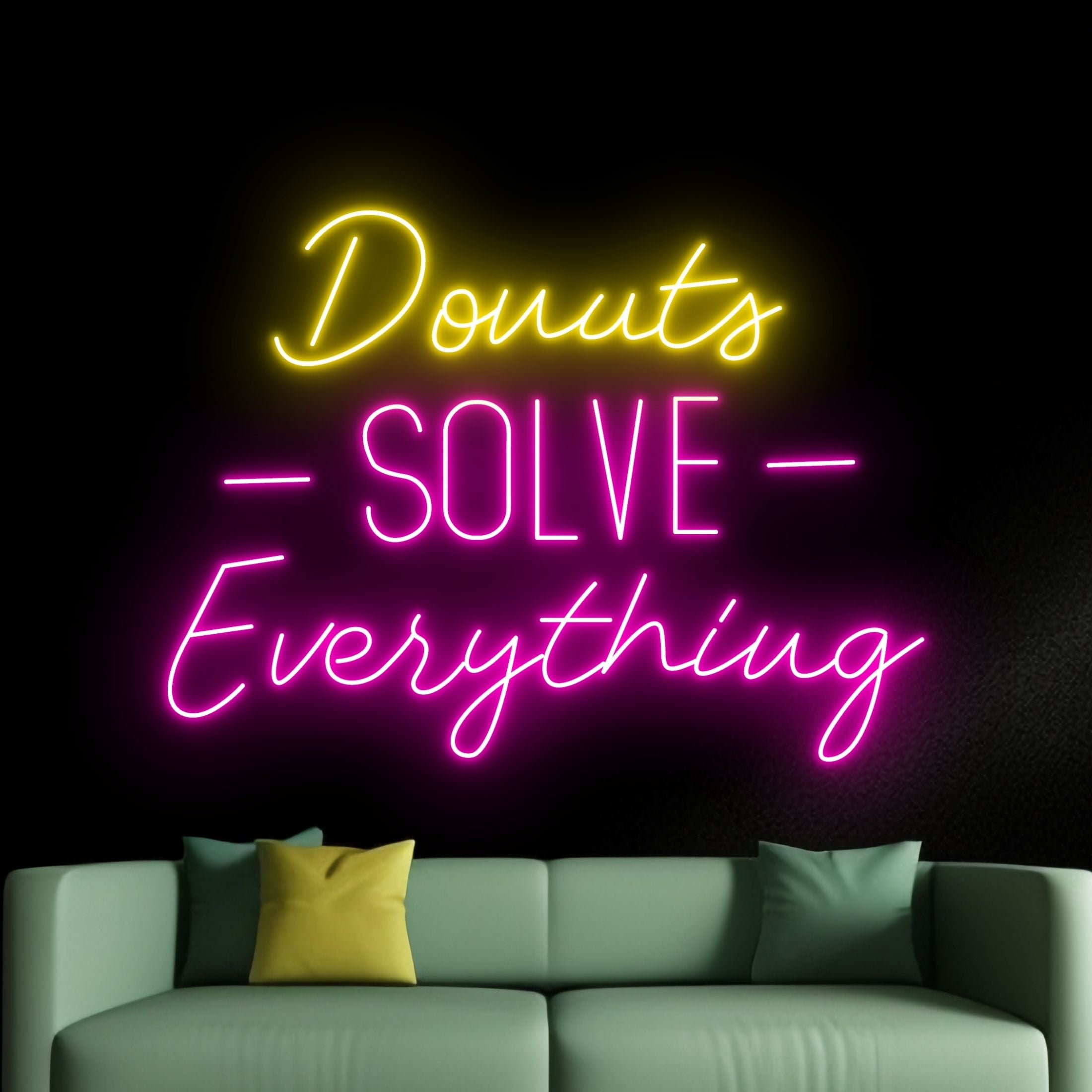 Handmadetneonsign Donuts Solve Everything Neon Sign, Donuts Store Neon ...