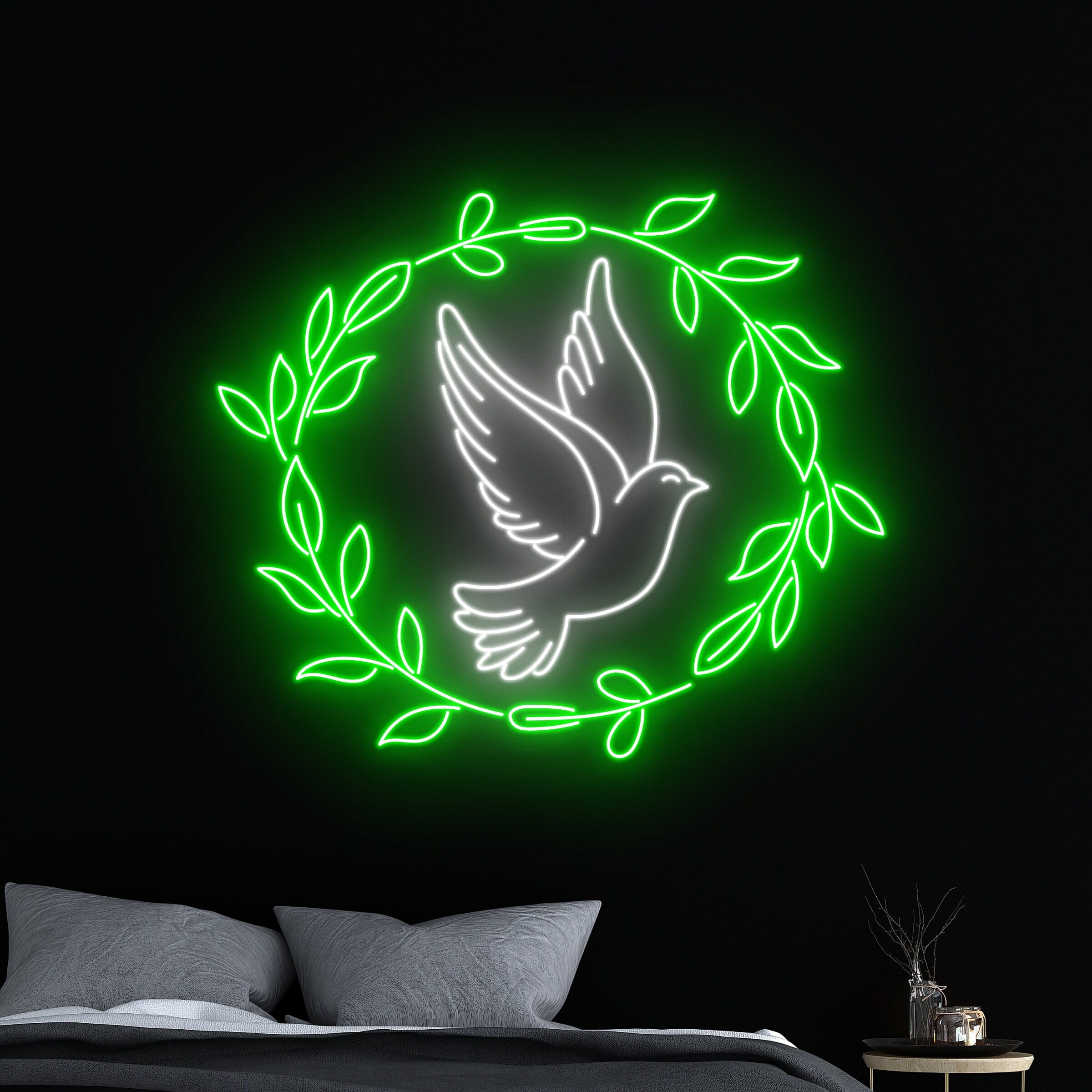 Handmadetneonsign Dove Neon Sign, Flying Pigeon LED Light, Peace Bird ...