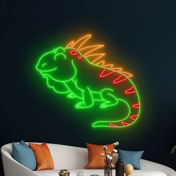 Handmadetneonsign Dragon Iguana Lizard Neon Sign, Iguana LED Light ...
