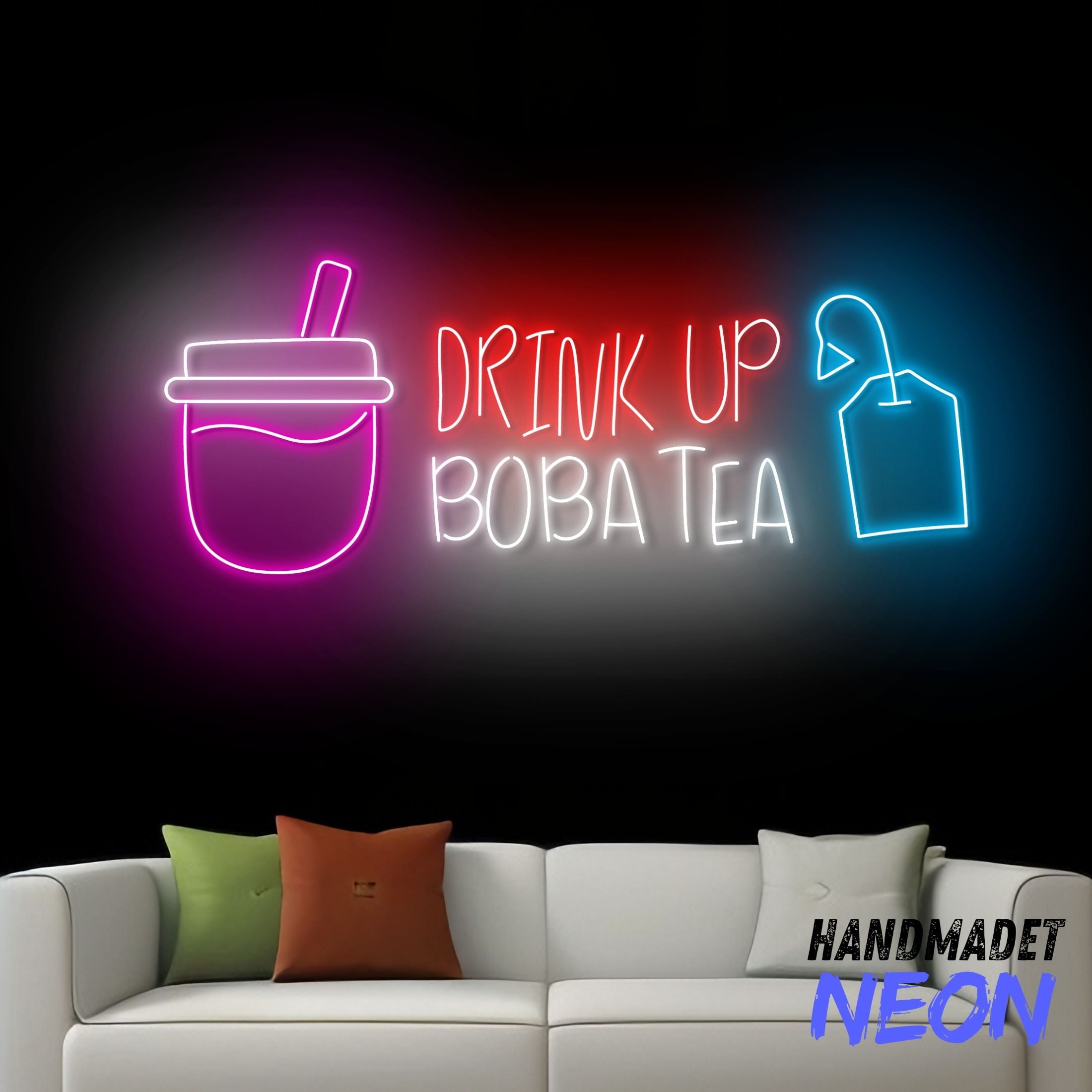 Handmadetneonsign Drink Up Boba Tea Neon Sign, Boba Tea Led Sign ...