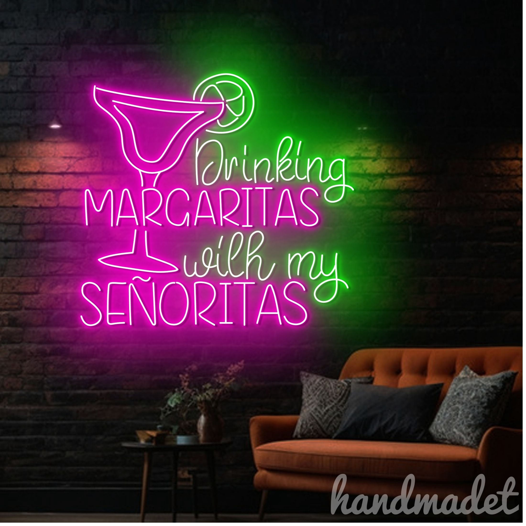Handmadetneonsign Drinking Margaritas With My Senoritas Neon Sign ...