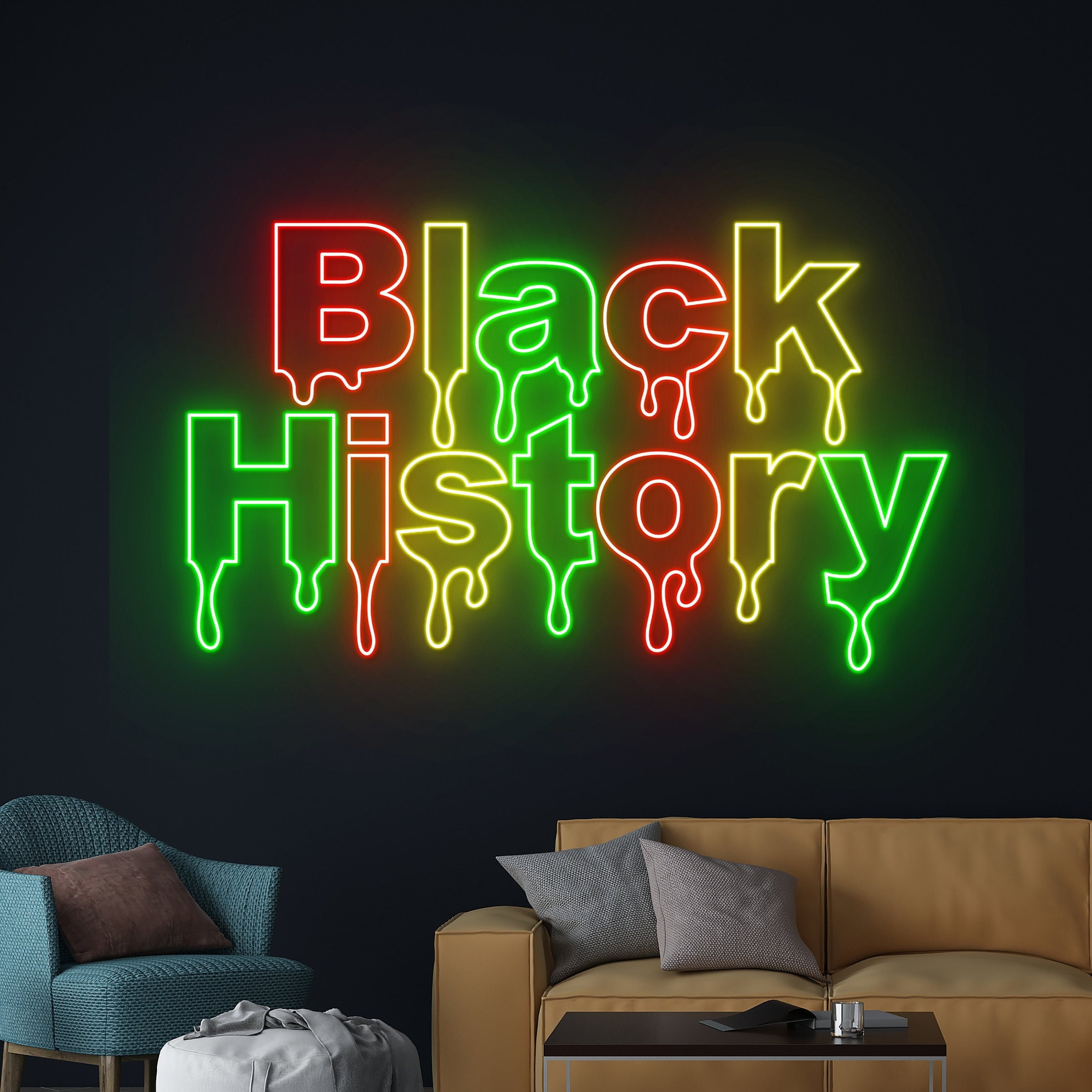 Handmadetneonsign Dripping Black History Neon Sign, Melting Black ...