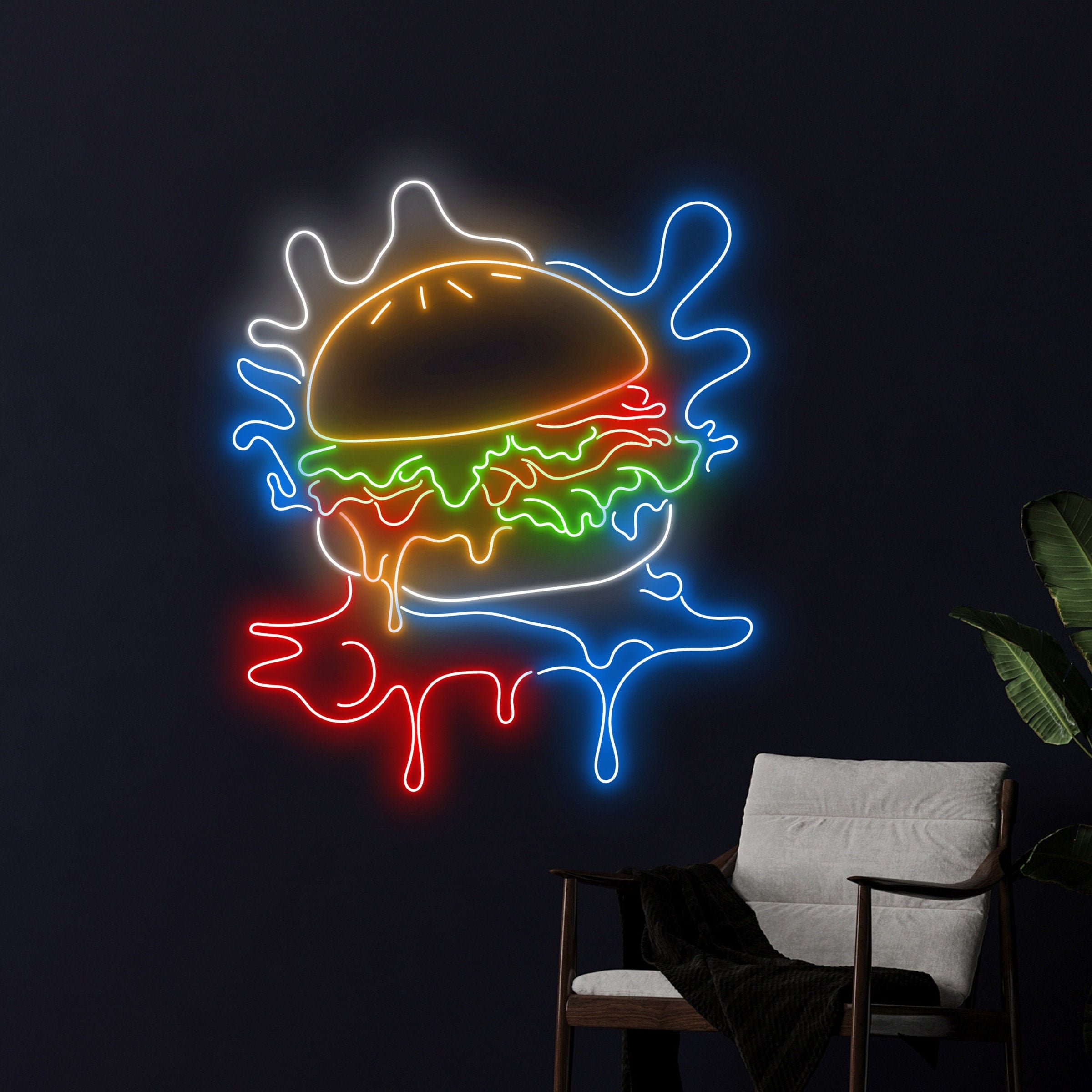 Handmadetneonsign Dripping Burger Neon Sign, Dripping Burgers Neon ...