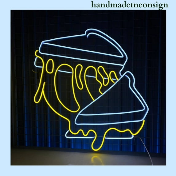 Handmadetneonsign Dripping Cheese Sandwich Neon Sign, Sandwich Wall Art ...