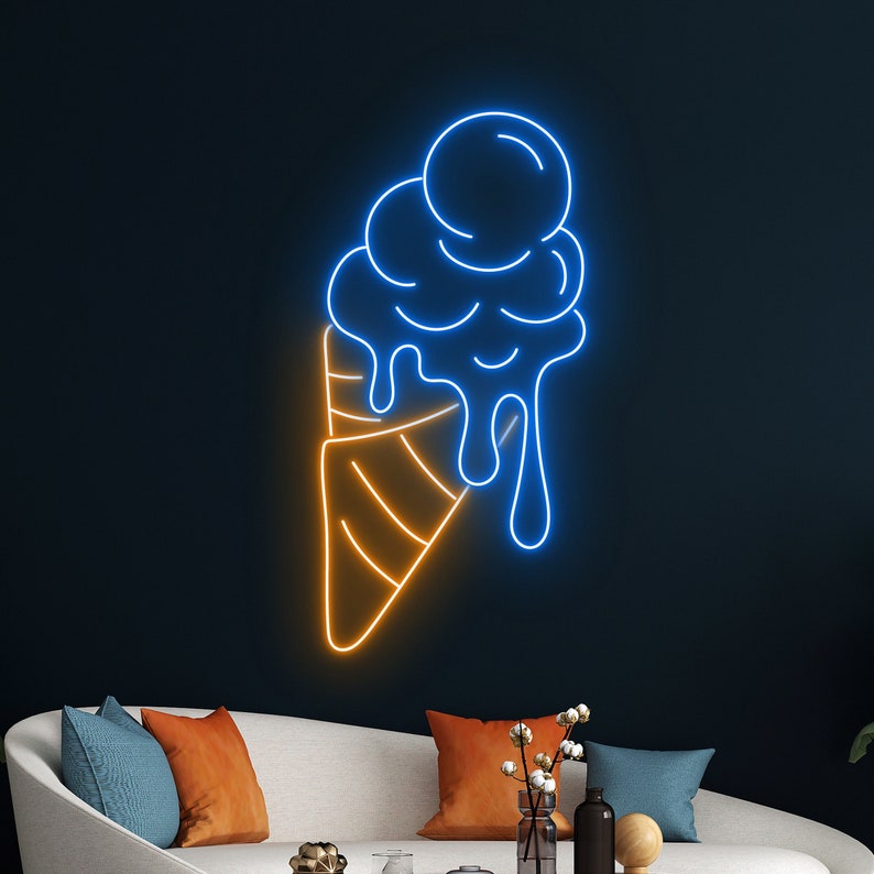 Handmadetneonsign Dripping Ice Cream Neon Sign, Ice Cream LED Neon Art ...