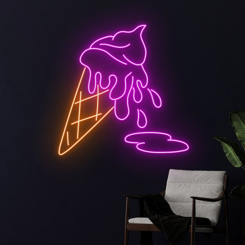 Handmadetneonsign Dripping Ice Cream Neon Sign, Ice Cream Led Sign, Ice ...