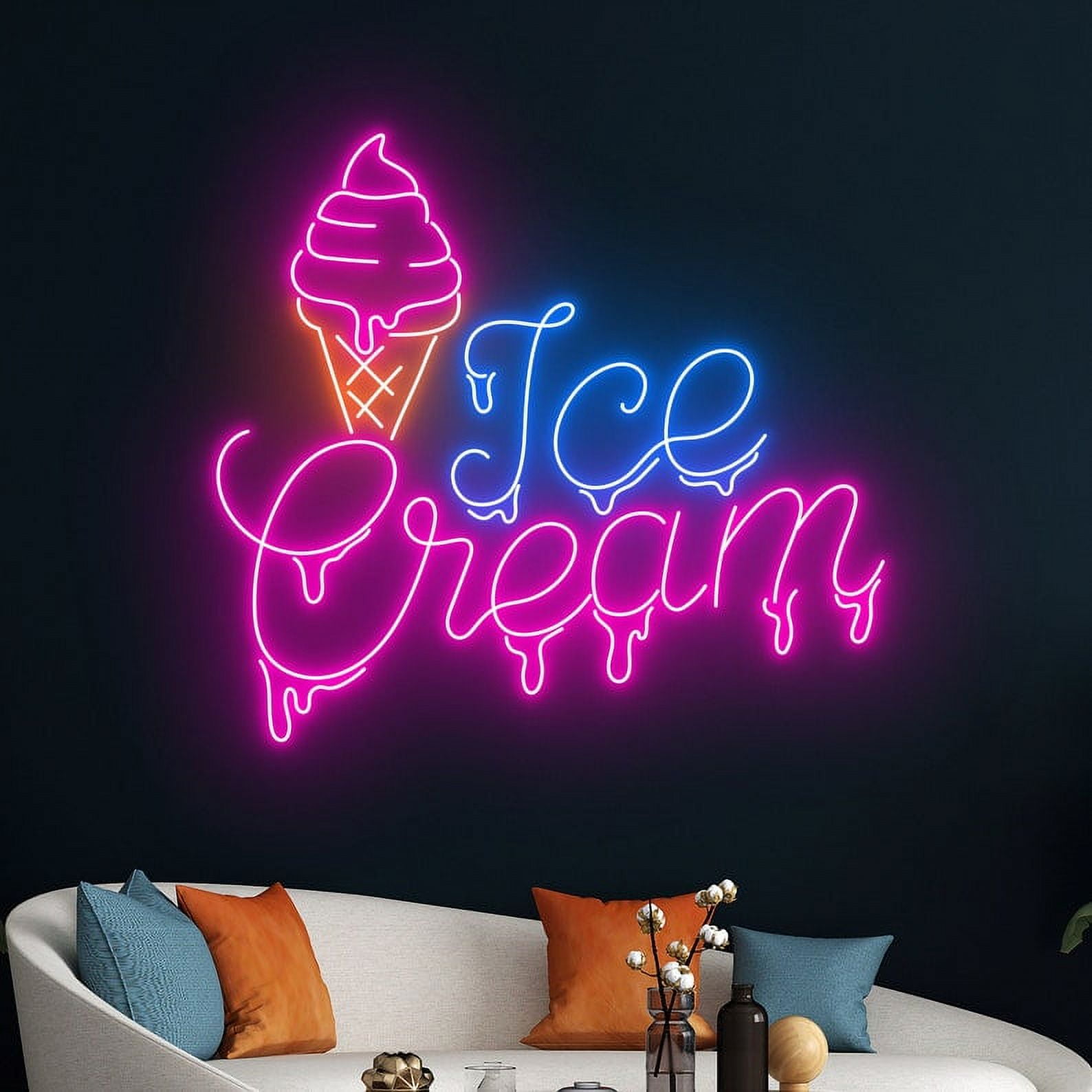 Handmadetneonsign Dripping Ice Cream Neon Sign, Melting Ice Cream Neon ...
