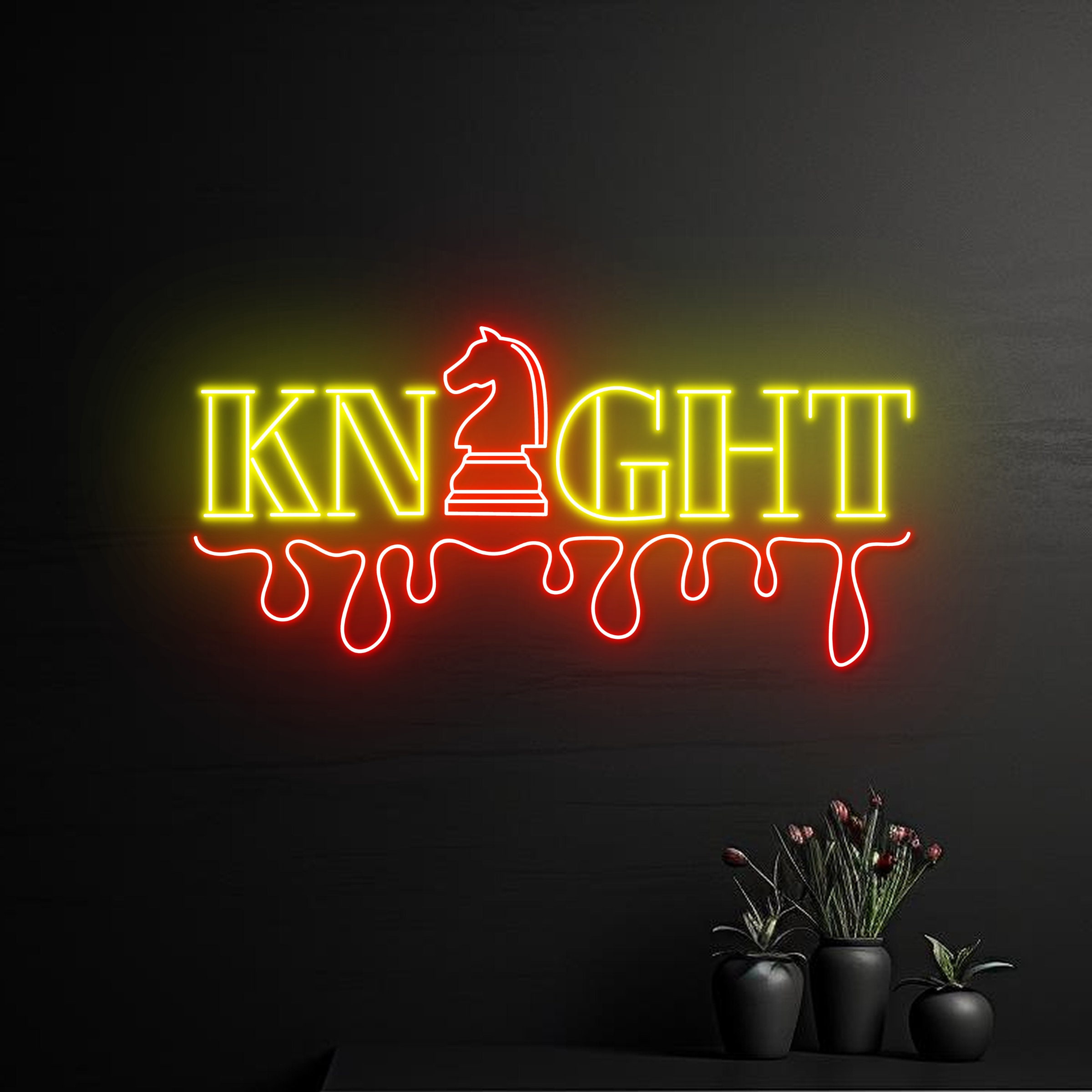 Handmadetneonsign Dripping Knight Chess Neon Sign, Chess Led Sign ...