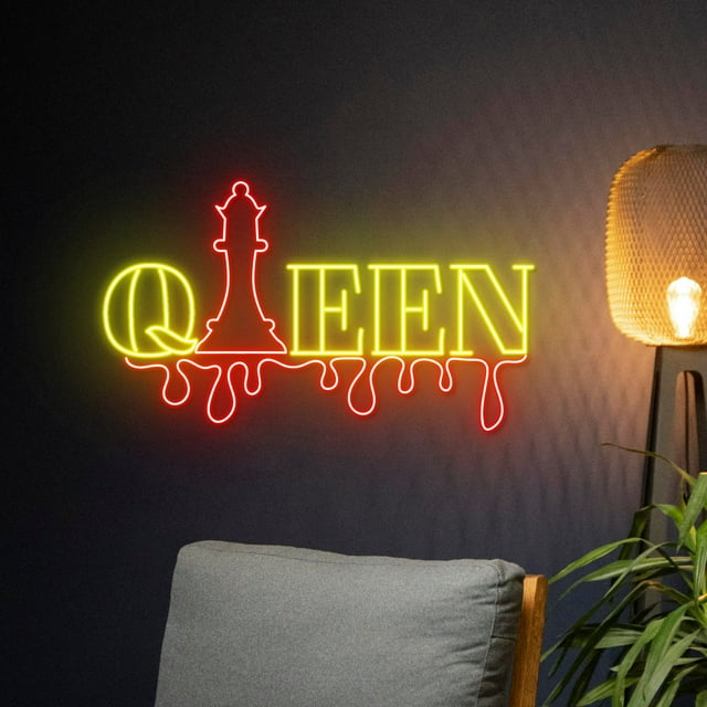 Handmadetneonsign Dripping Queen Chess Neon Sign, Chess Led Sign, Chess ...