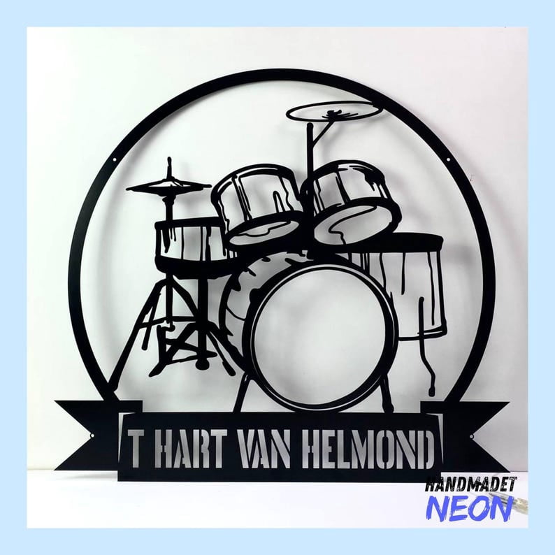 Handmadetneonsign Drum Band Metal Sign, Drummer Music Metal Light, Drum ...