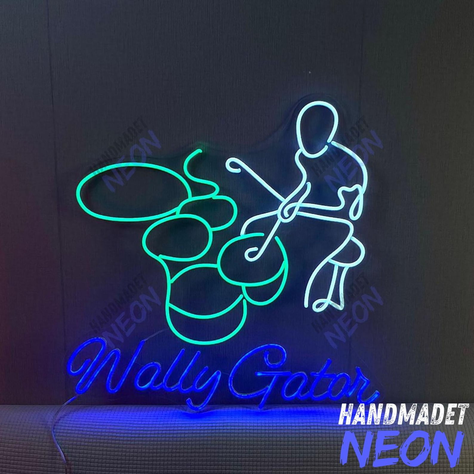 Handmadetneonsign Drum Band Neon Sign, Drummer Neon Wall Art, Band ...
