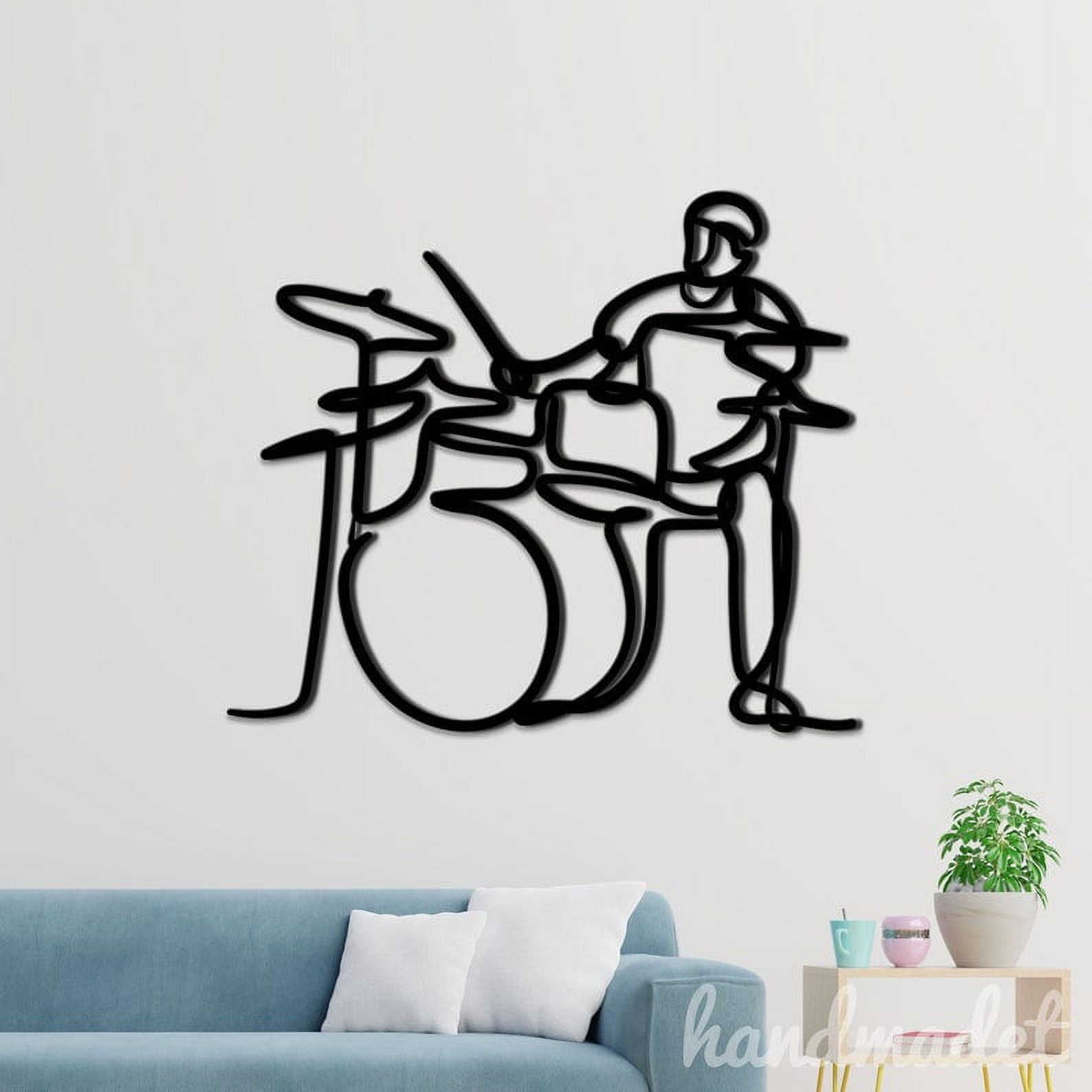 Handmadetneonsign Drummer Line Art Wall Sign, Music InstrumentMetal ...