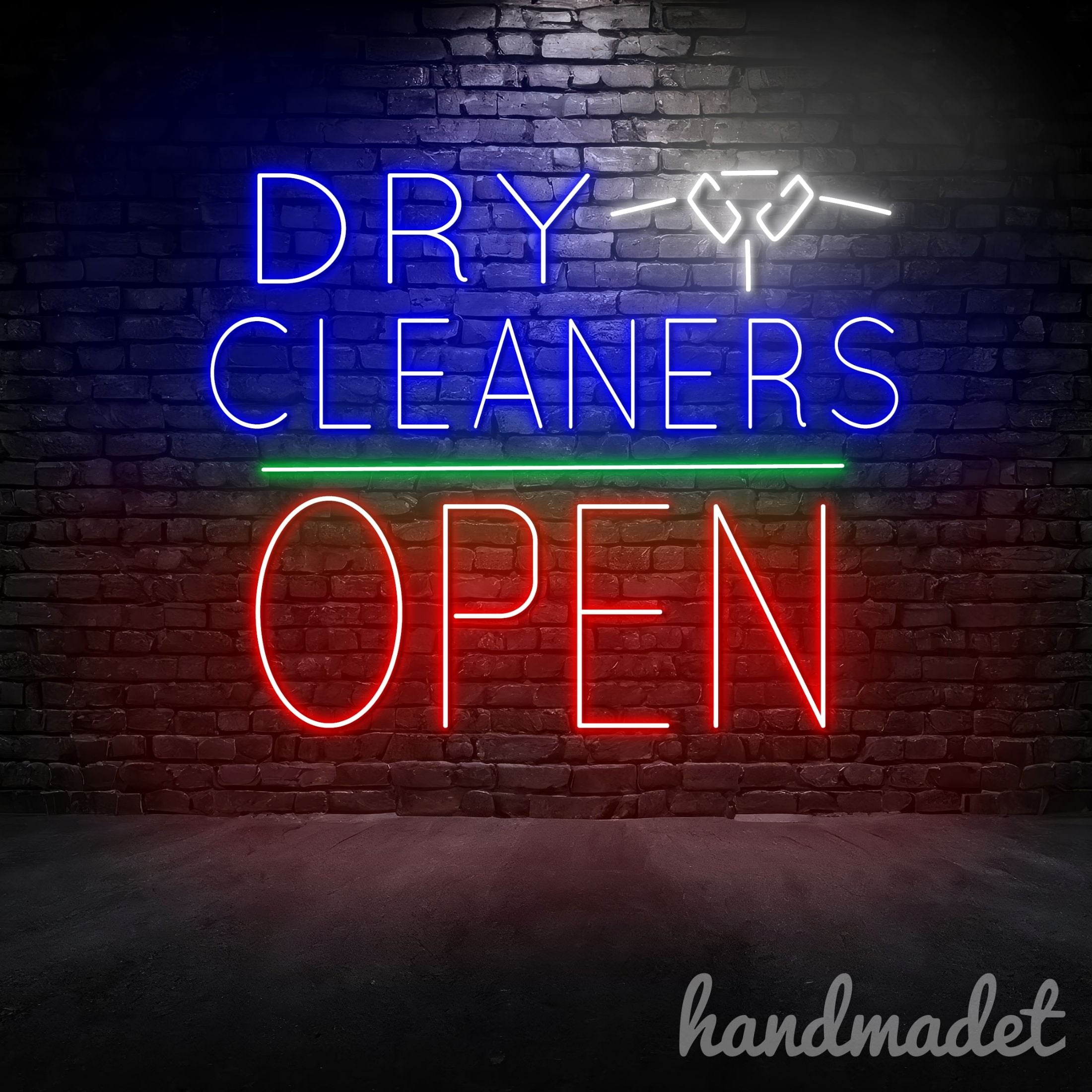 Handmadetneonsign Dry Cleaner Open Neon Sign, Cloth Hanger Wall Art ...